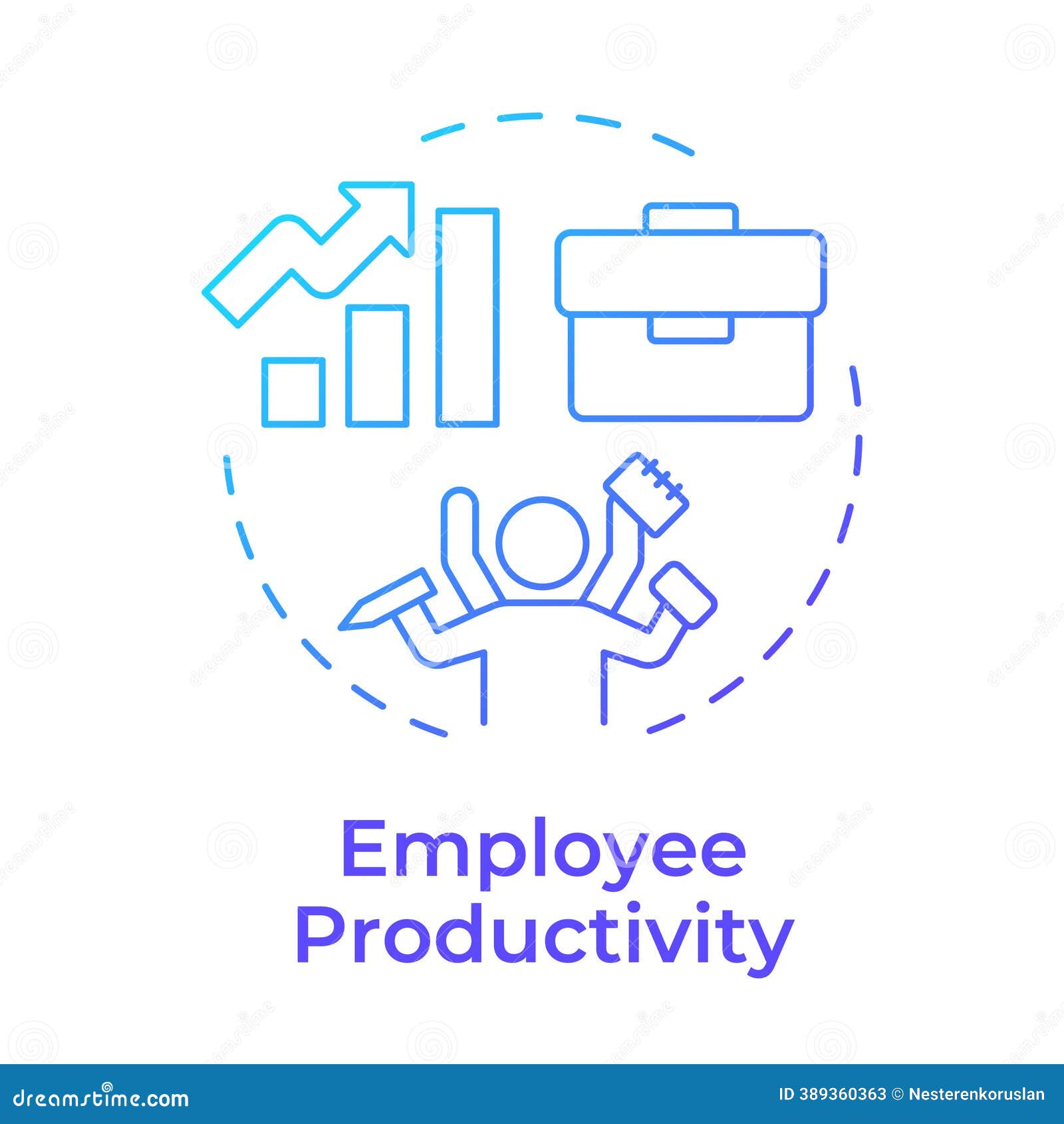 Employee Productivity Blue Gradient Concept Icon Cartoon Vector ...