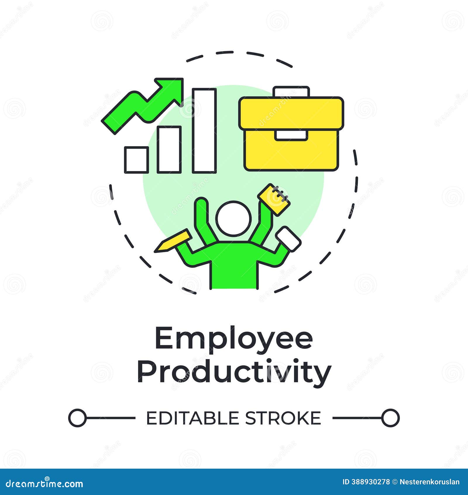 Employee Productivity Blue Gradient Concept Icon Cartoon Vector ...