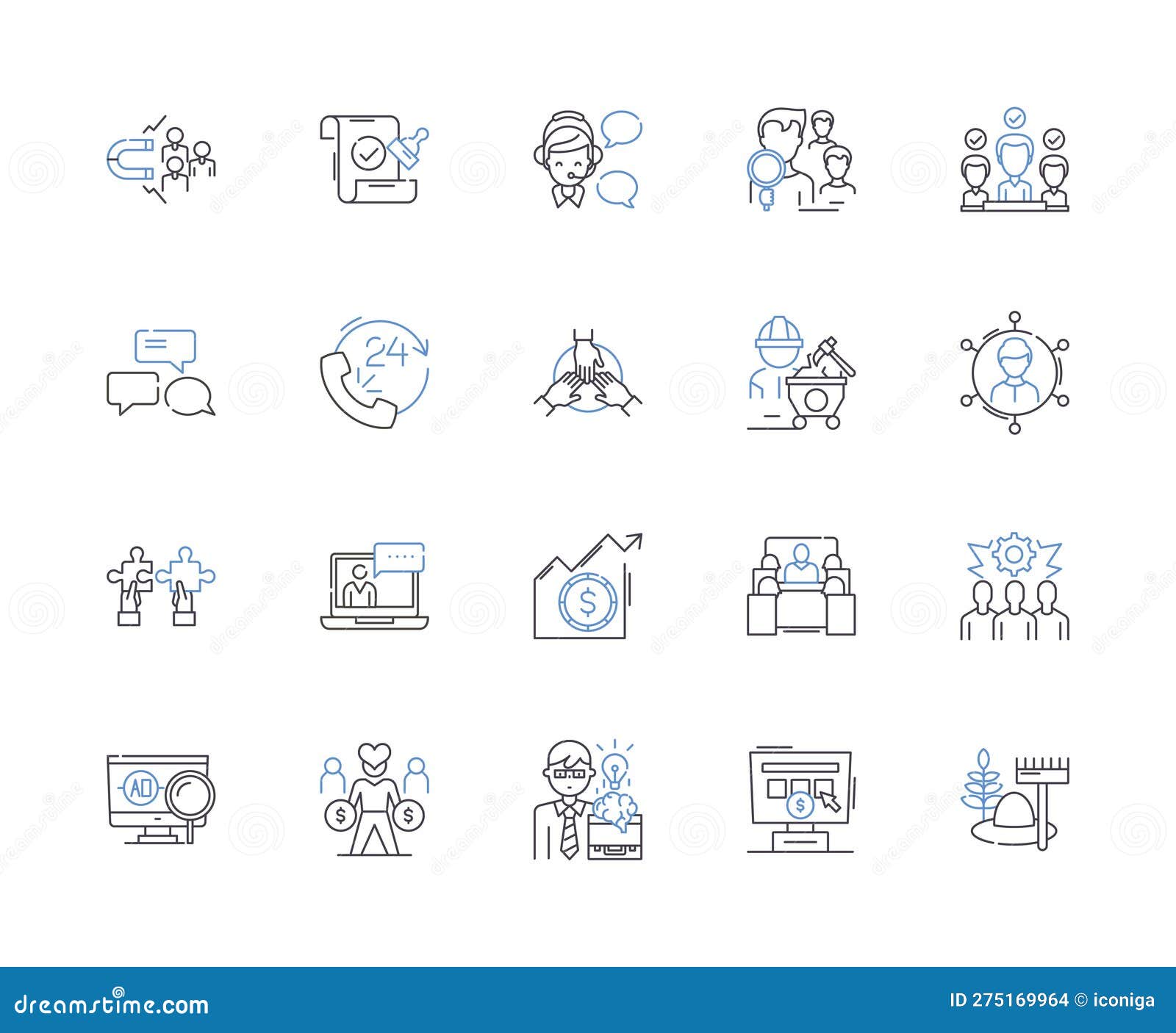 Employee Productivity Line Icons Collection. Focus, Efficiency ... Employee Productivity Line Icons Collection. Focus, Efficiency ...