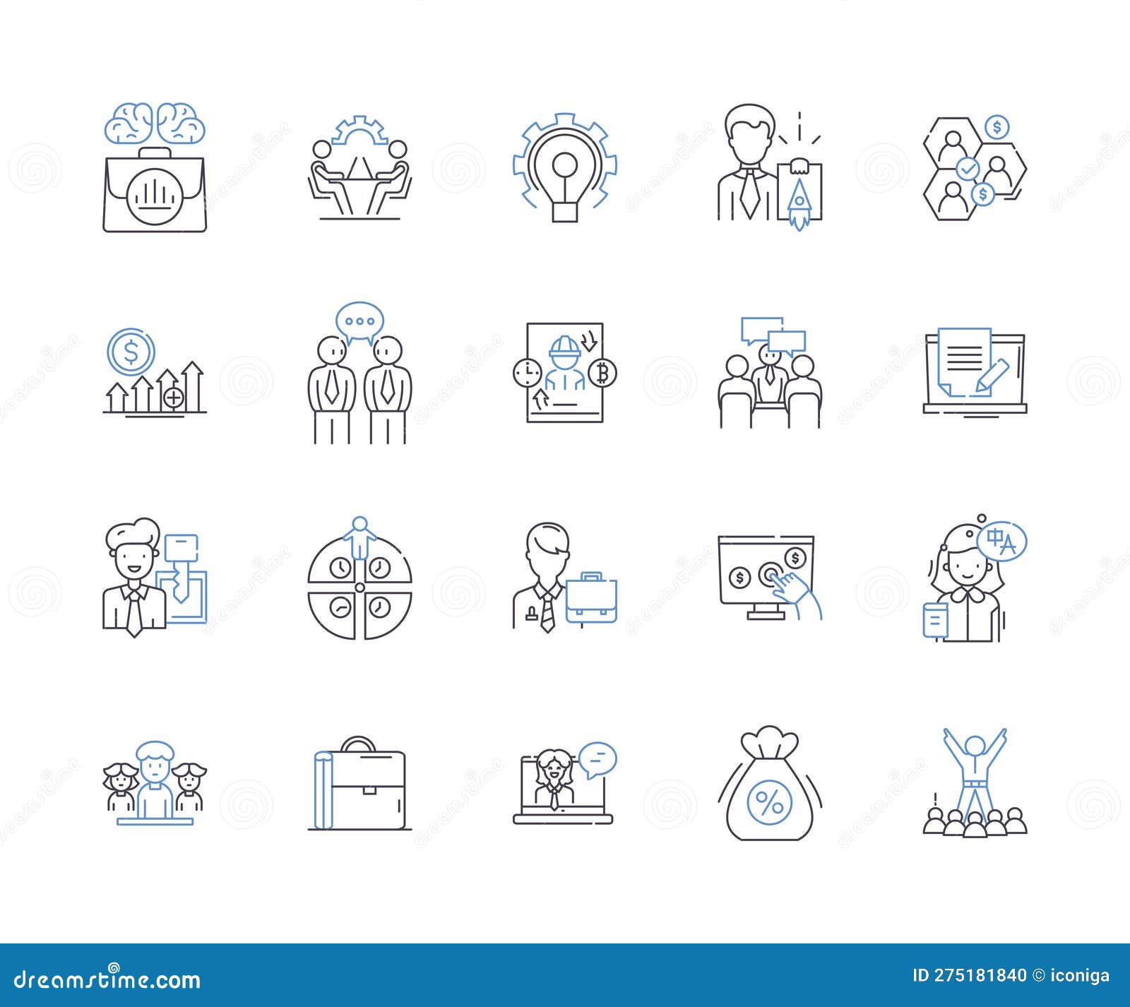 Employee Productivity Outline Icons Collection Employee Productivity