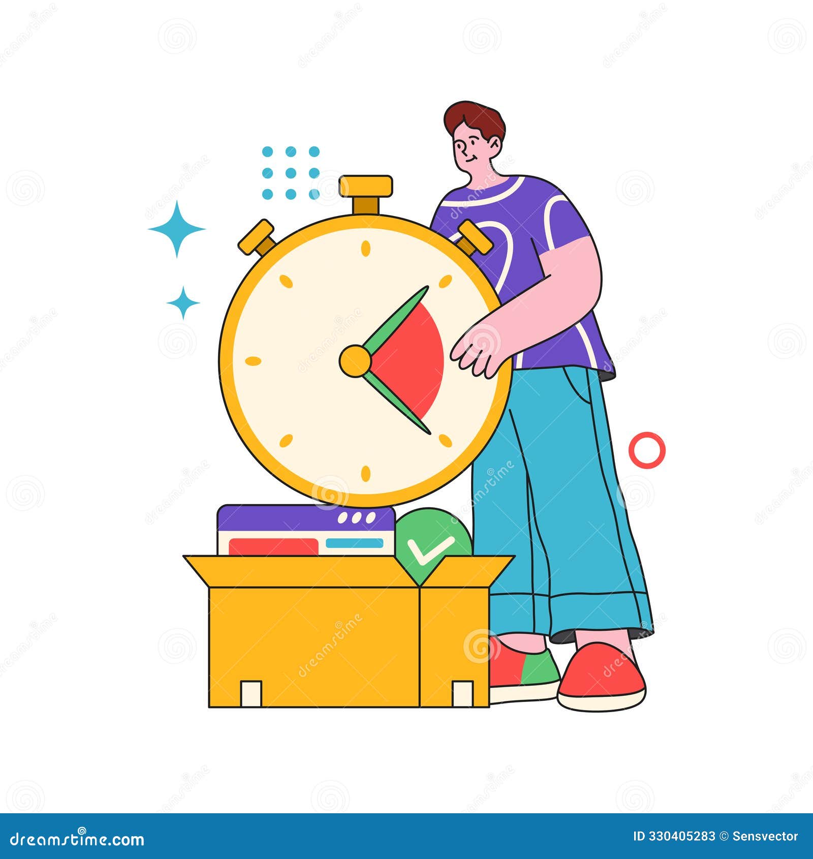Employee with Productivity Tool, Timer Stock Illustration ...