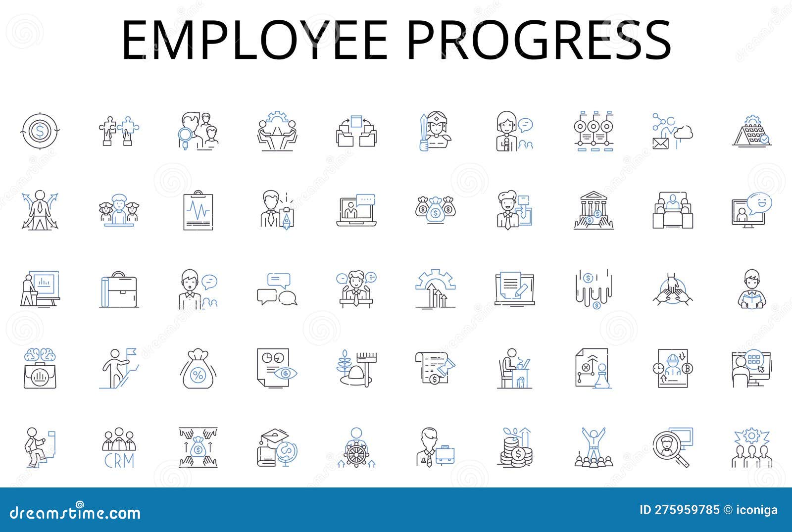 Employee Progress Outline Icons Collection. Employee, Progress ...