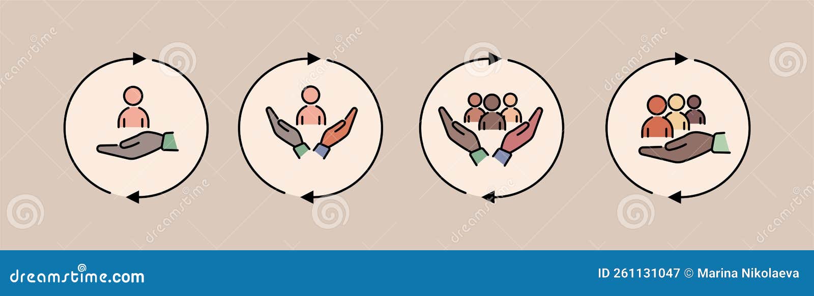 Employee Protection Icons and Logos. Multiethnic Hands Stock Vector ...