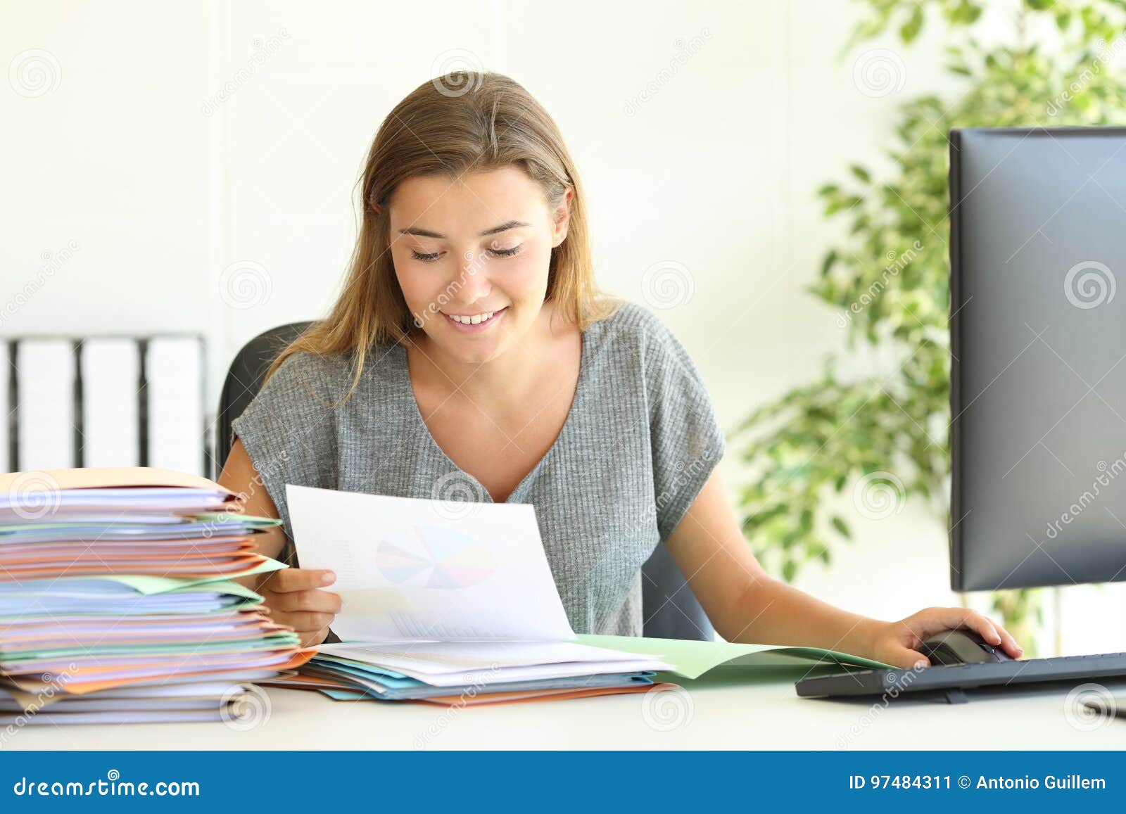 Employee Reading Reports at Office Stock Image - Image of accountant ...