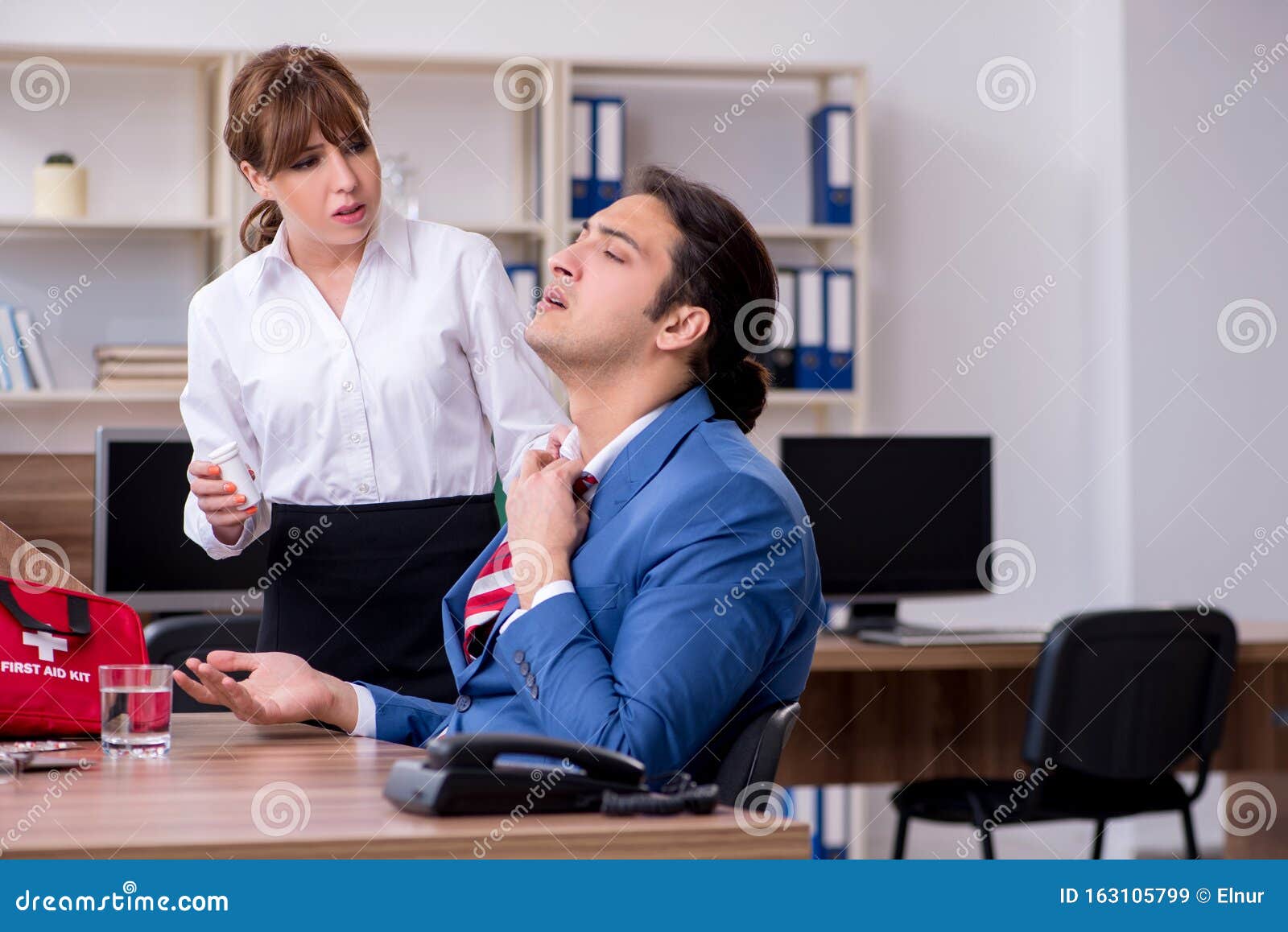 Young Employee Suffering in the Office Stock Image - Image of ...
