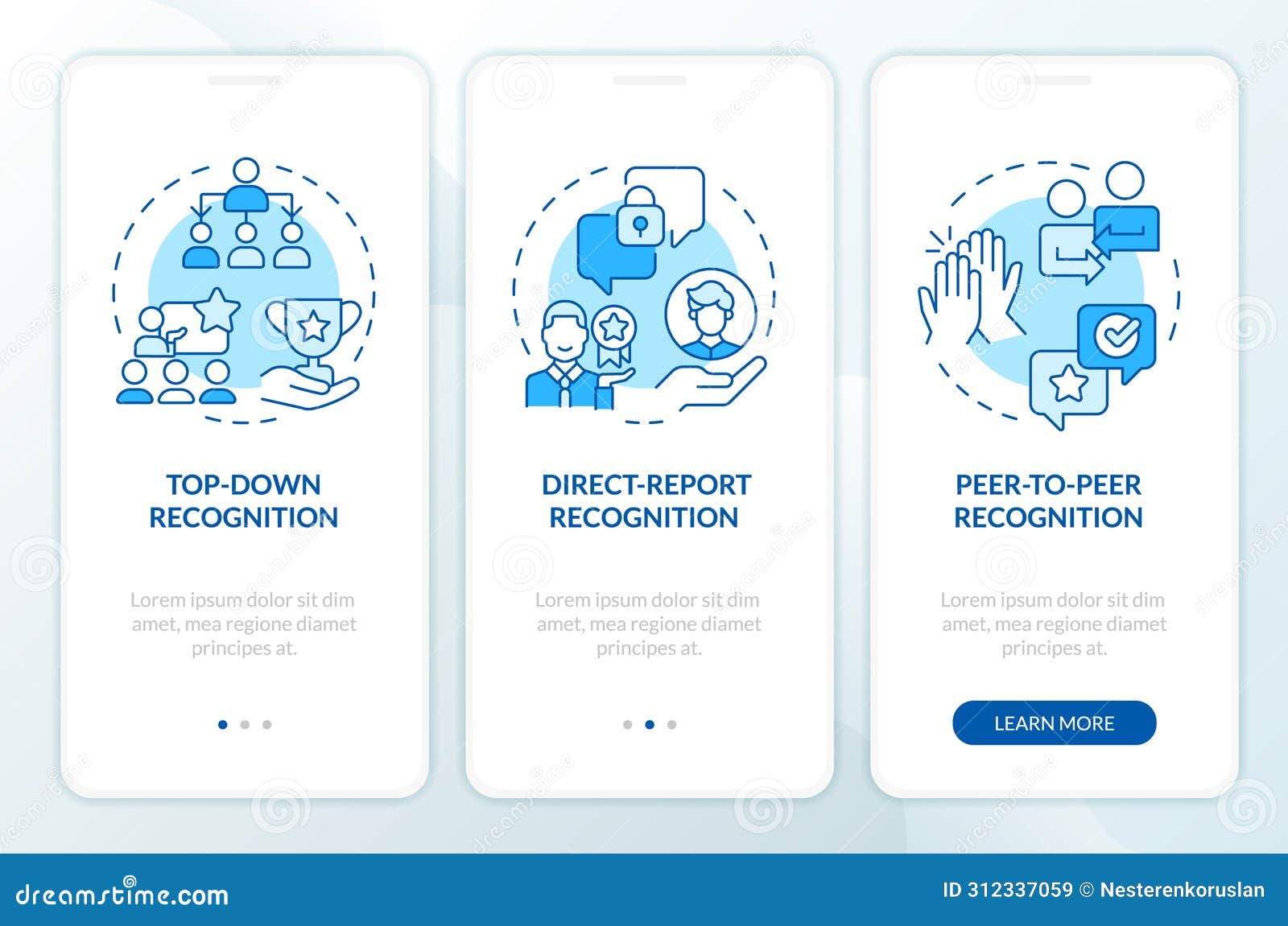 Employee Recognition Forms Blue Onboarding Mobile App Screen Stock ...