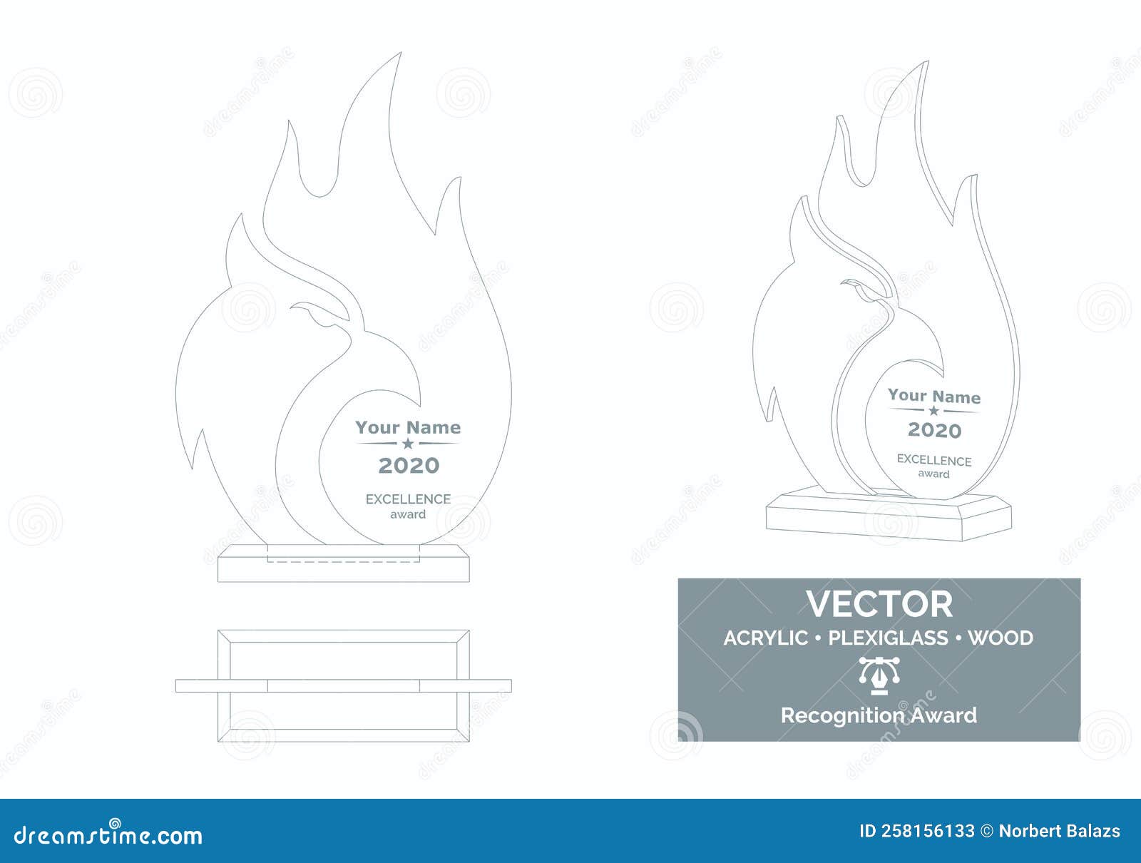 Abstract Phoenix Bird Trophy Vector Template, Business Trophy ...