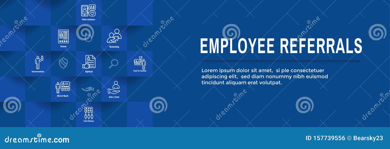 Employee Referrals Icon Set with Web Header Banner Stock Vector ...