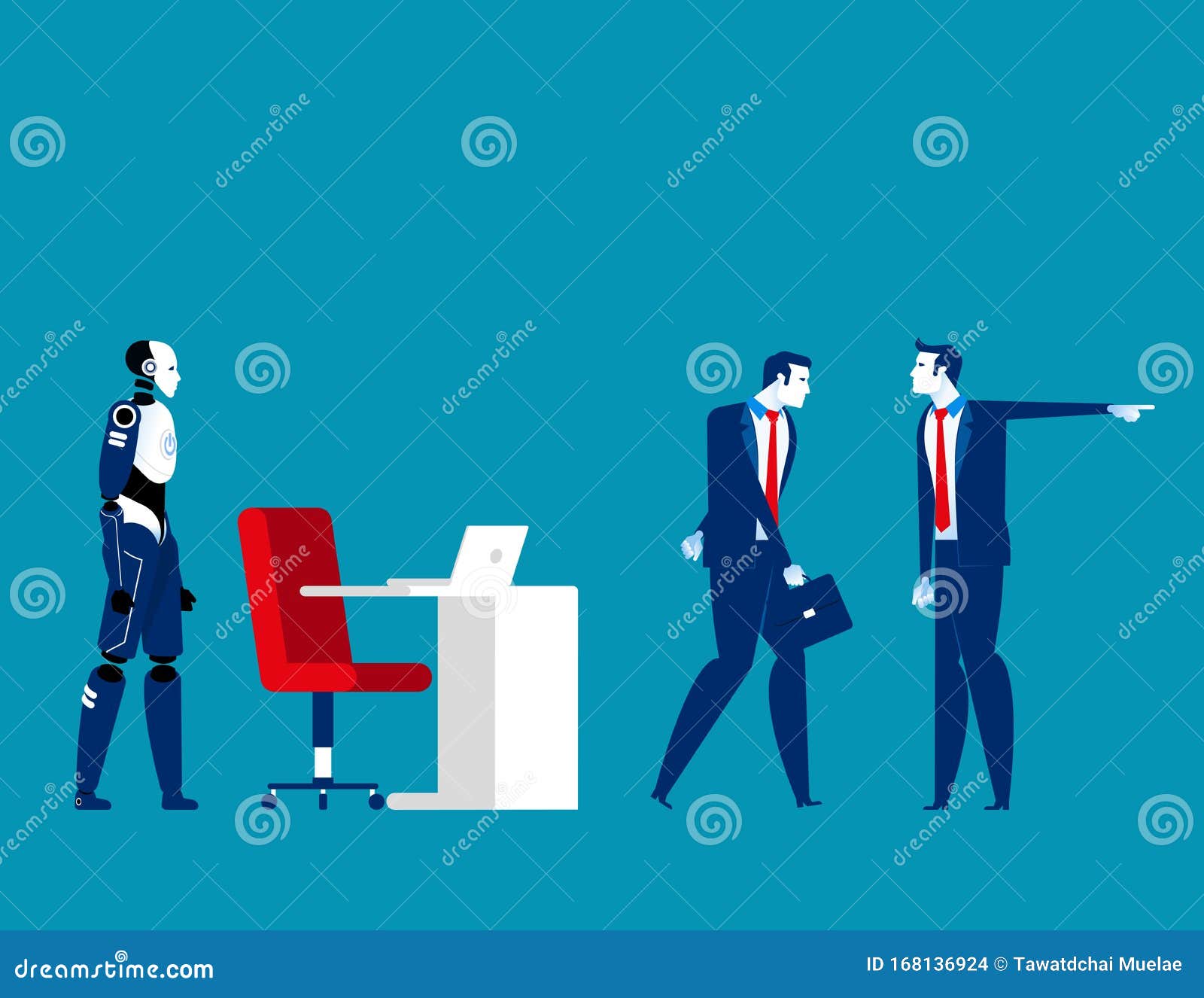 Employee Replacement, Dismissal Set, Young Sad Or Happy Business People ...