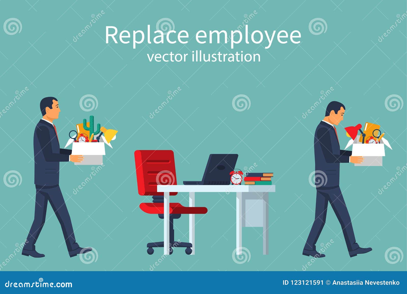 Employee Replacement, Dismissal Set, Young Sad Or Happy Business People ...