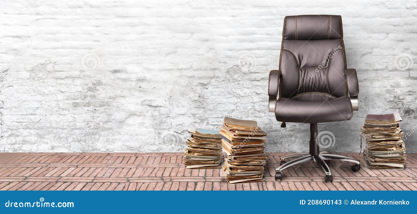 An Employee`s Chair and a Stack of Documents Stock Image - Image of ...