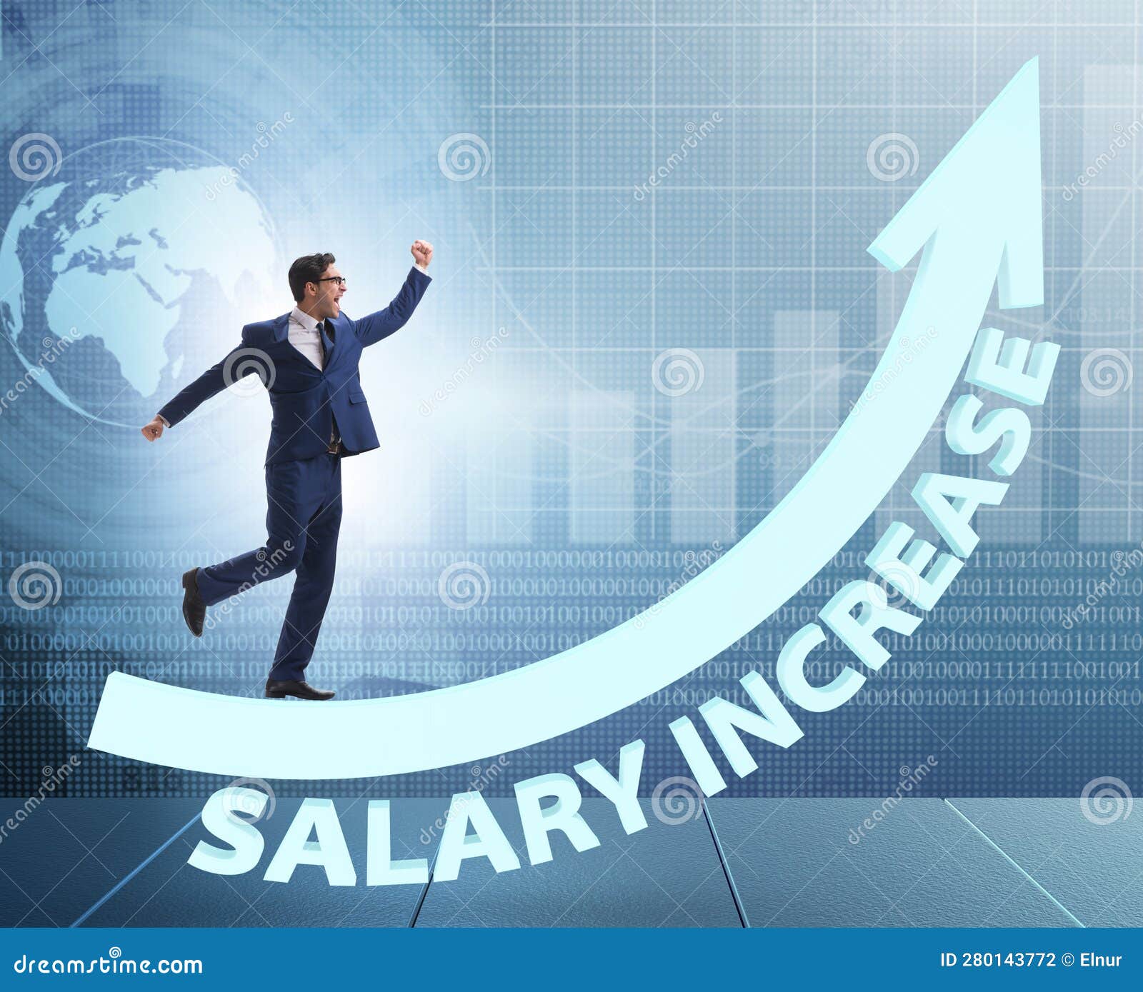 Employee in Salary Increase Concept Stock Illustration - Illustration ...