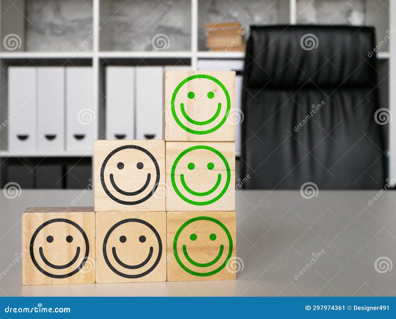 Employee Satisfaction Survey. Cubes with Happy Faces in the Office ...
