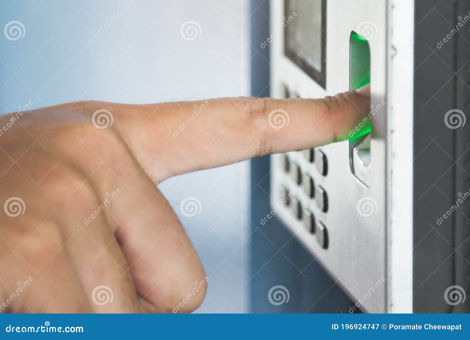 Employee Scanning Fingerprint Record Hours Work Time Stock Image ...