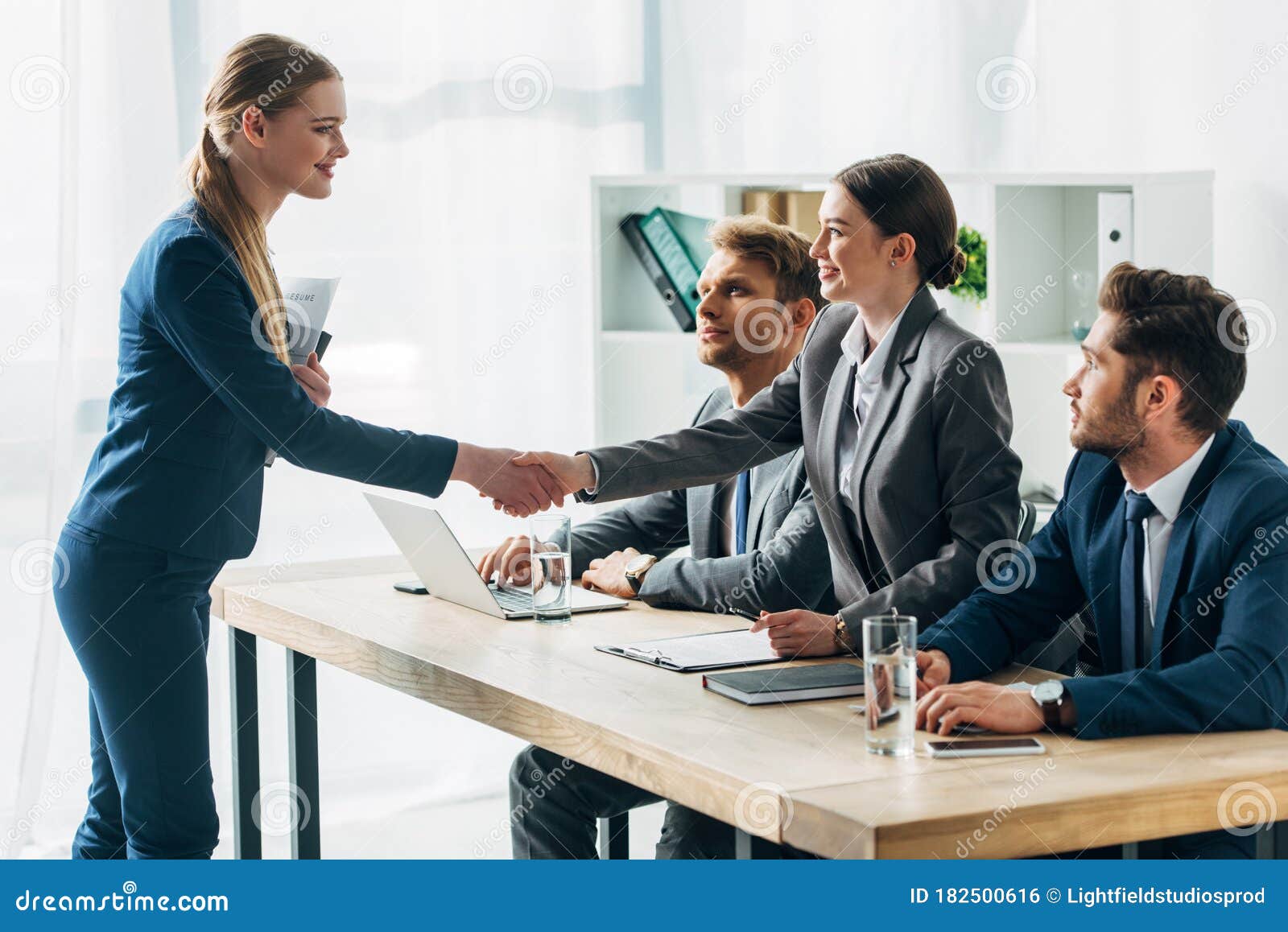 Employee Shaking Hands with Recruiter in Office Stock Photo - Image of ...