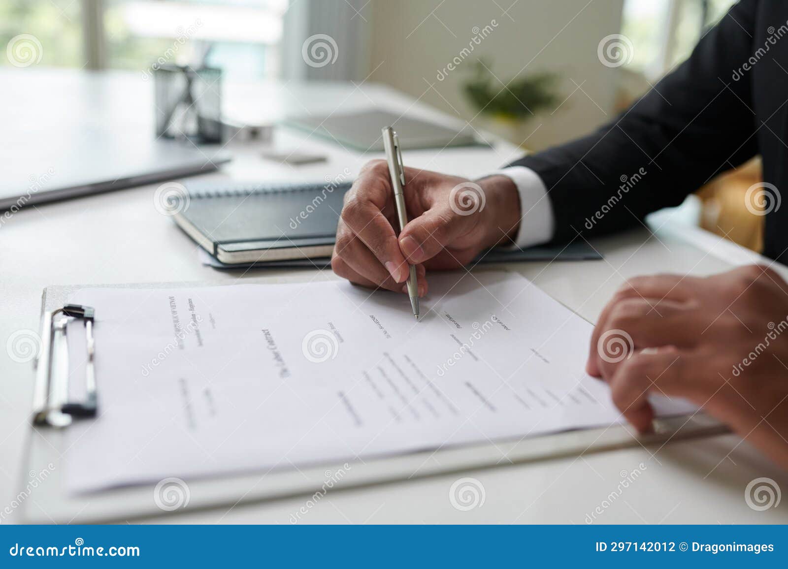 Employee Signing Labor Contract Stock Photo - Image of professional ...