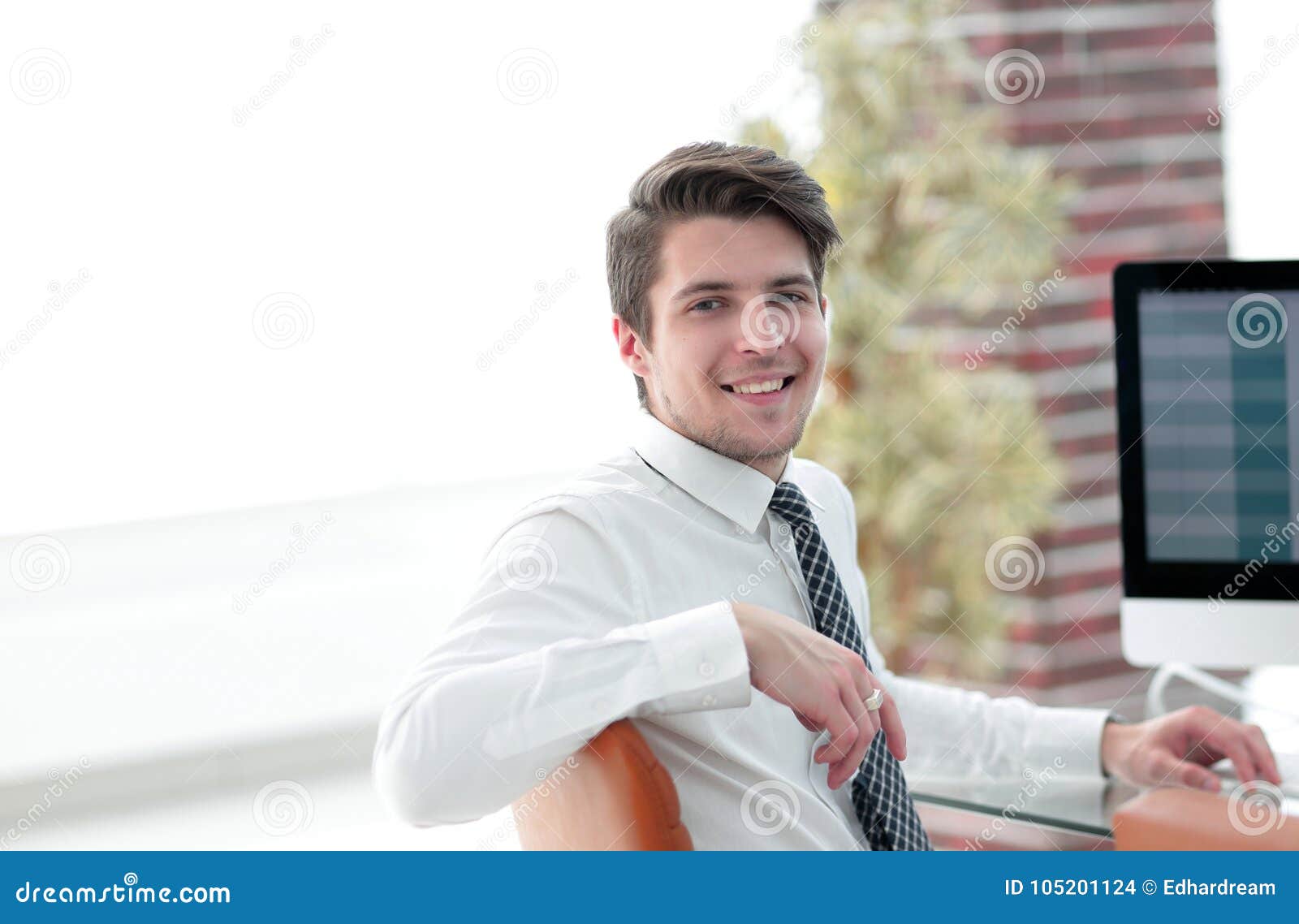 Employee Sitting in Front of a Computer Screen Stock Photo - Image of ...