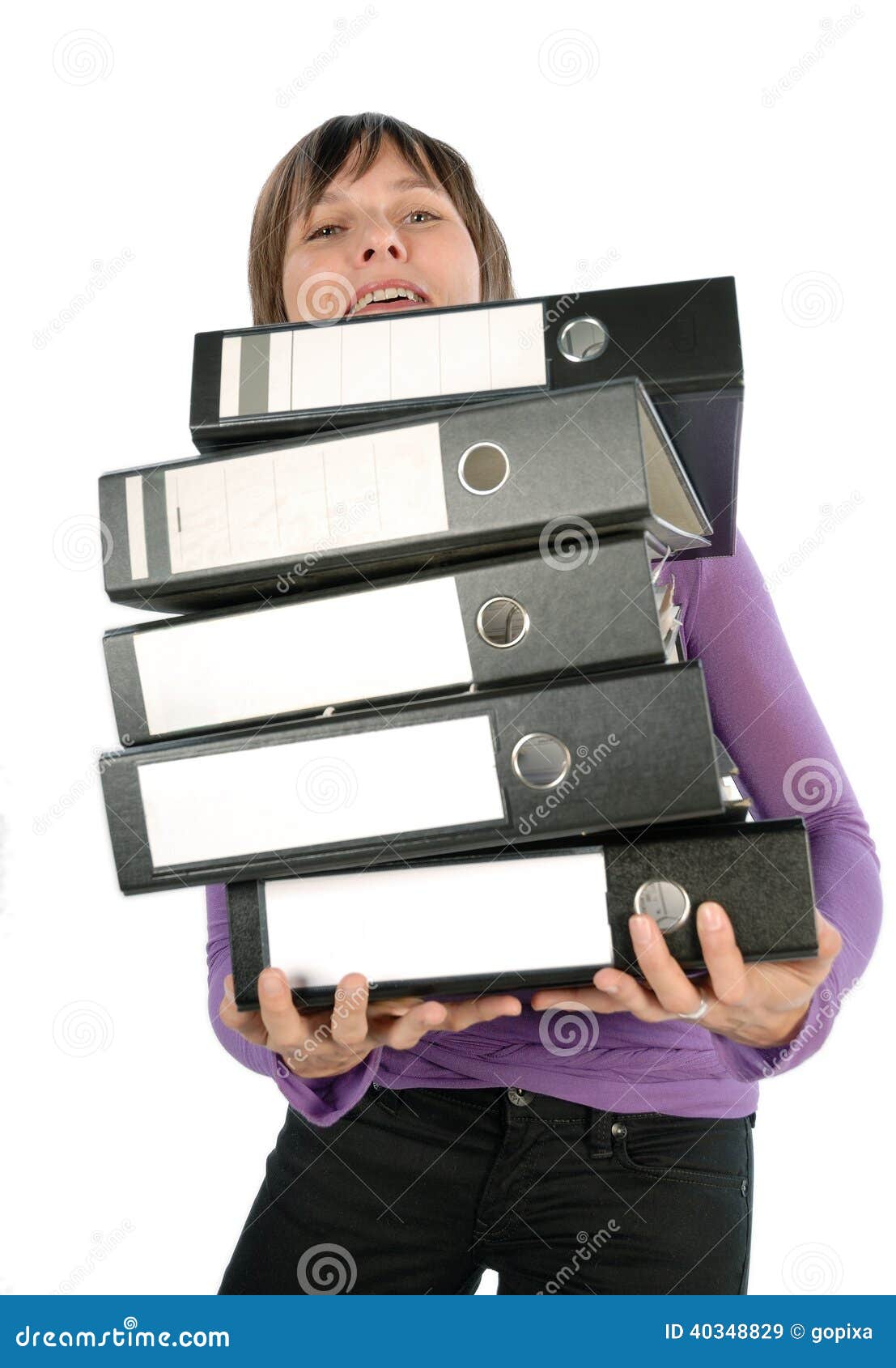 Employee with Stacks of Files Stock Image - Image of profession ...