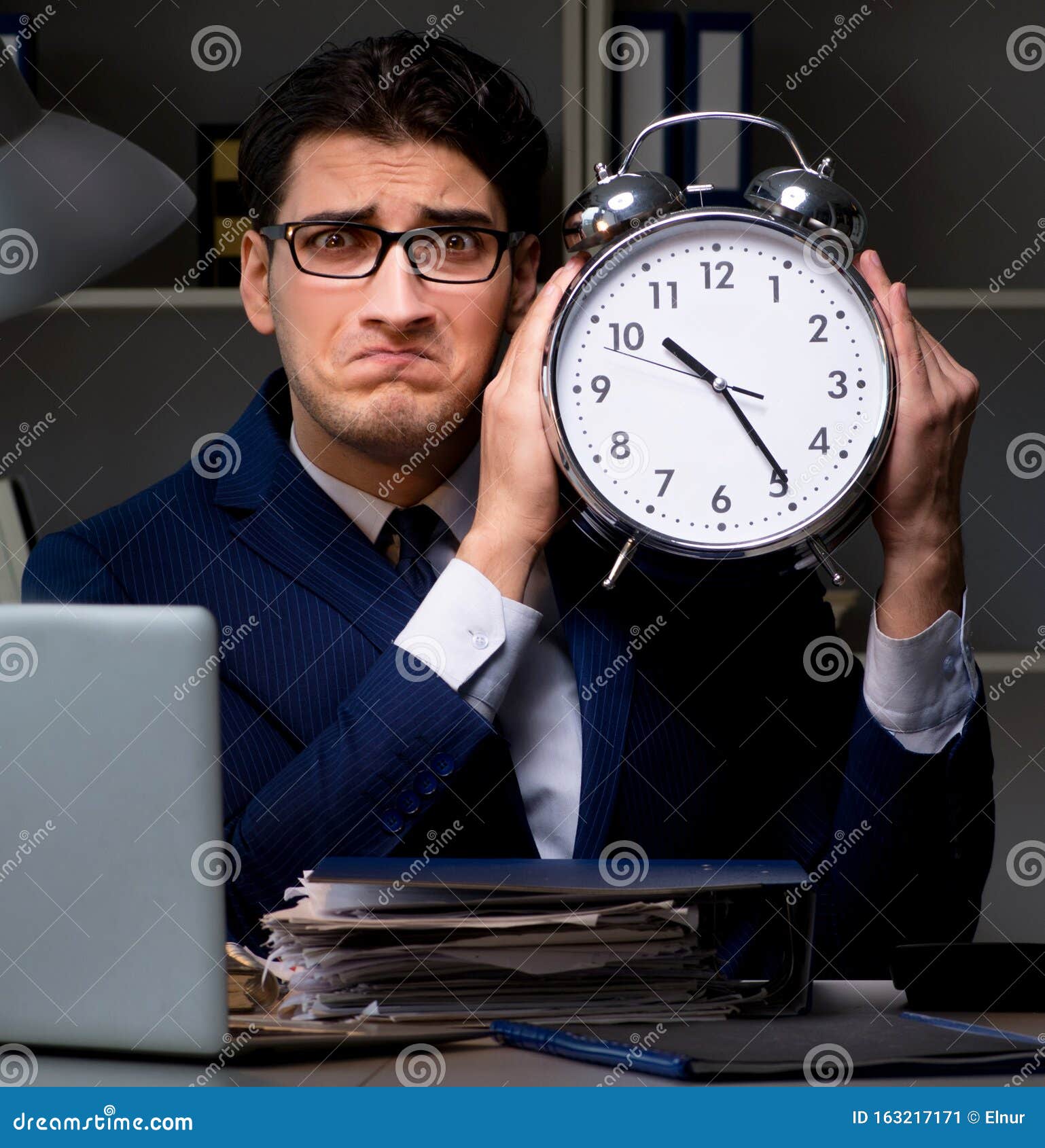 The Employee Staying Late To Finish Work on Auditing Stock Image ...