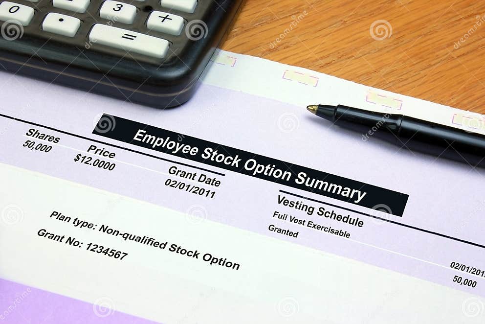 Employee Stock Option Summary Stock Photo - Image of lettering, options ...