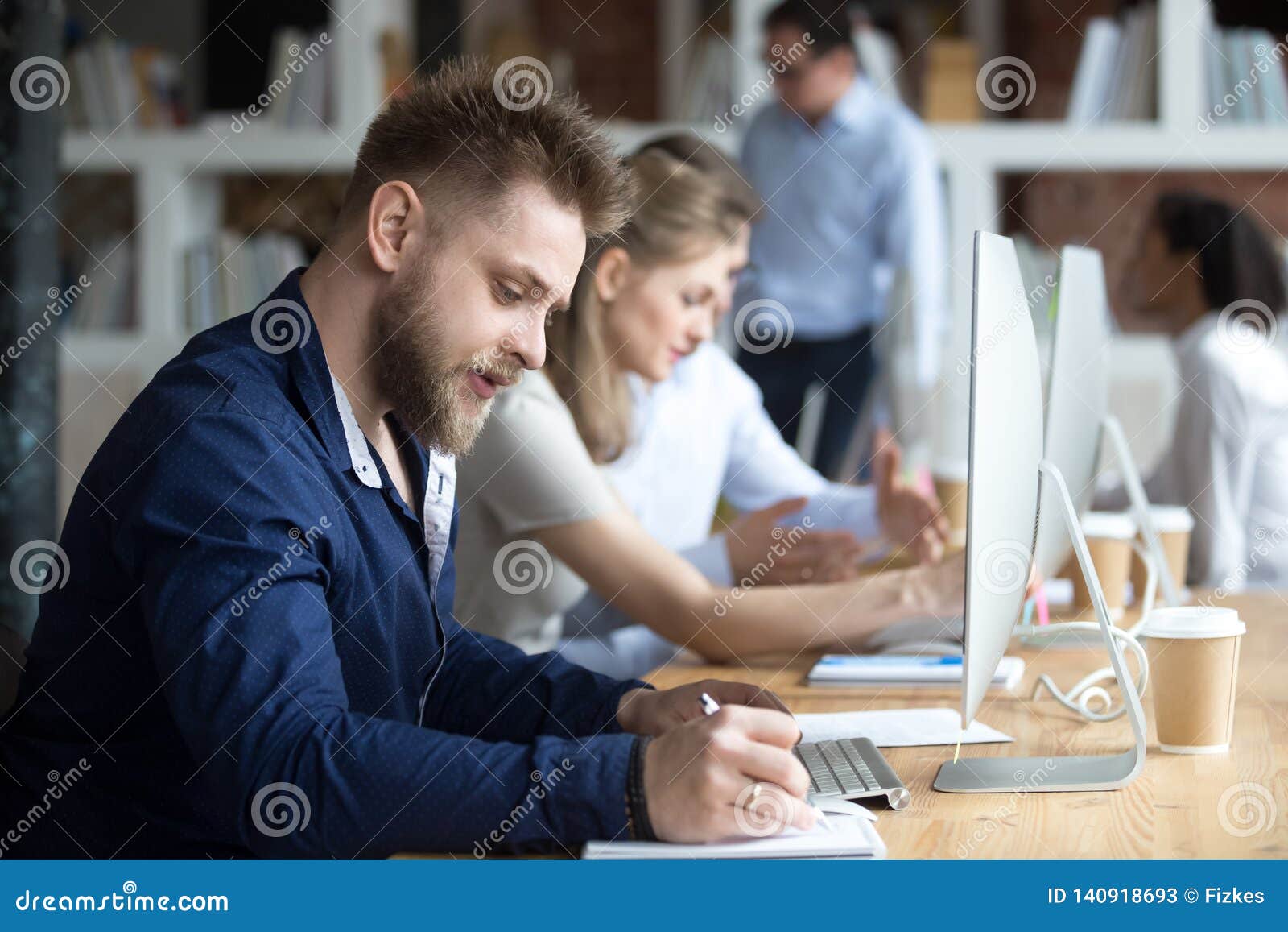 Employee or Student Studying Online Learning Course Preparing for Test ...