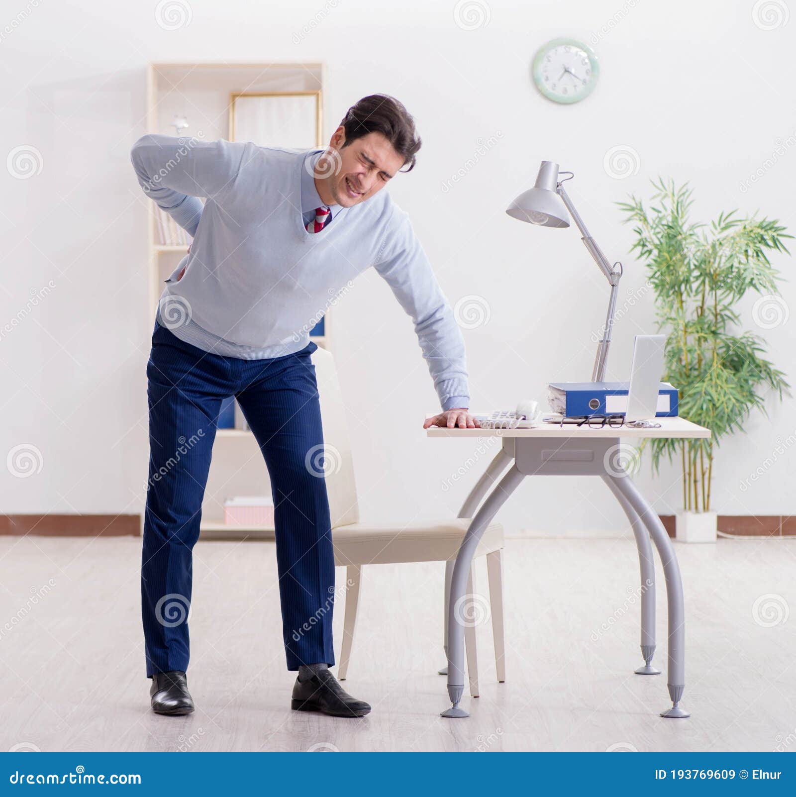 Employee Suffering from Backpain in Office Stock Image - Image of desk ...