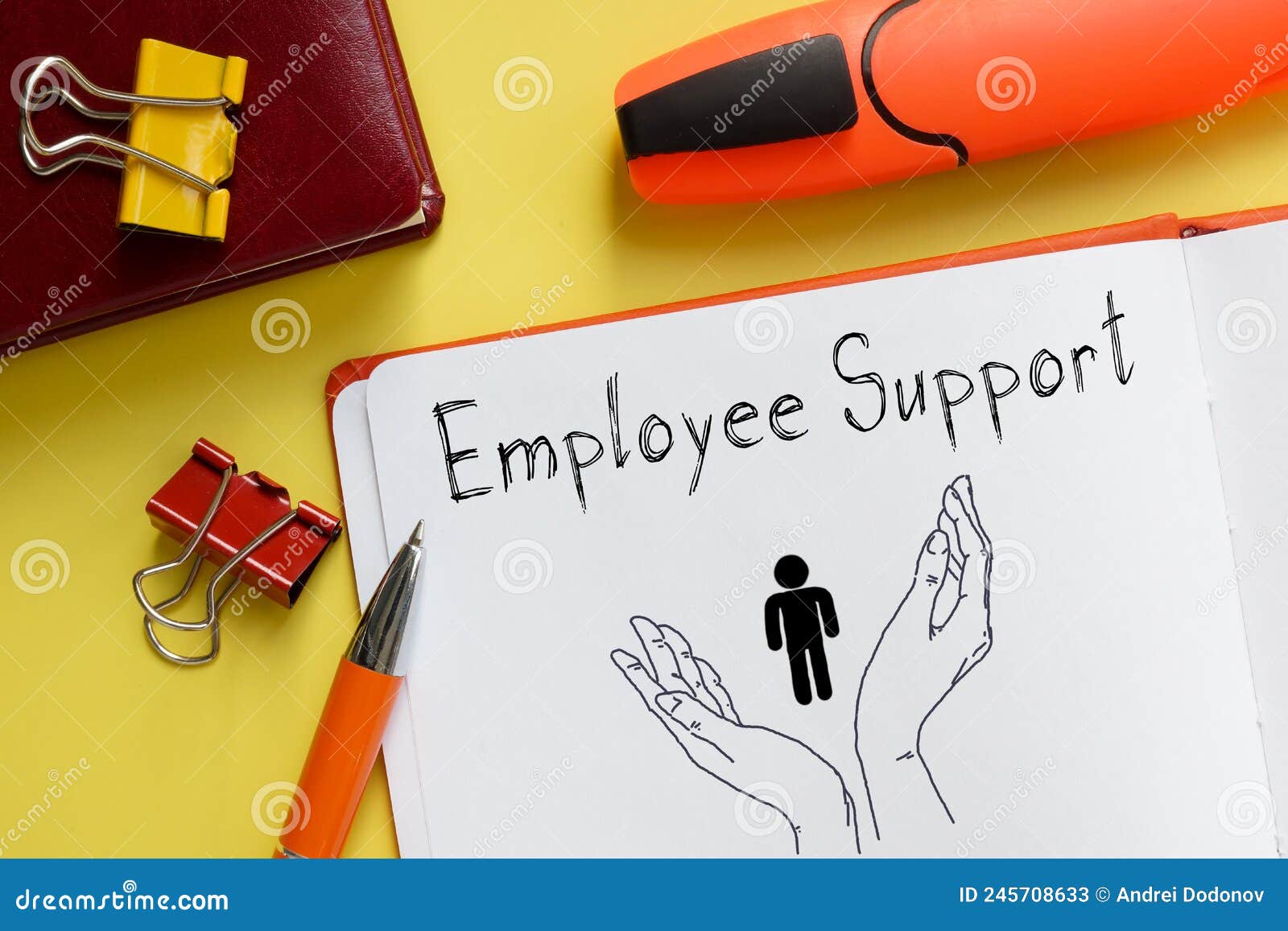 Employee Support is Shown Using the Text and Picture of Hands Stock ...