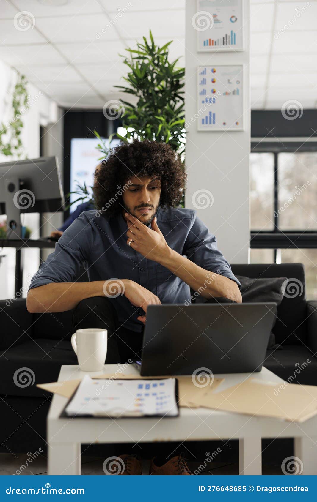 Employee Thinking about Business Problem Solving and Rubbing Chin Stock ...