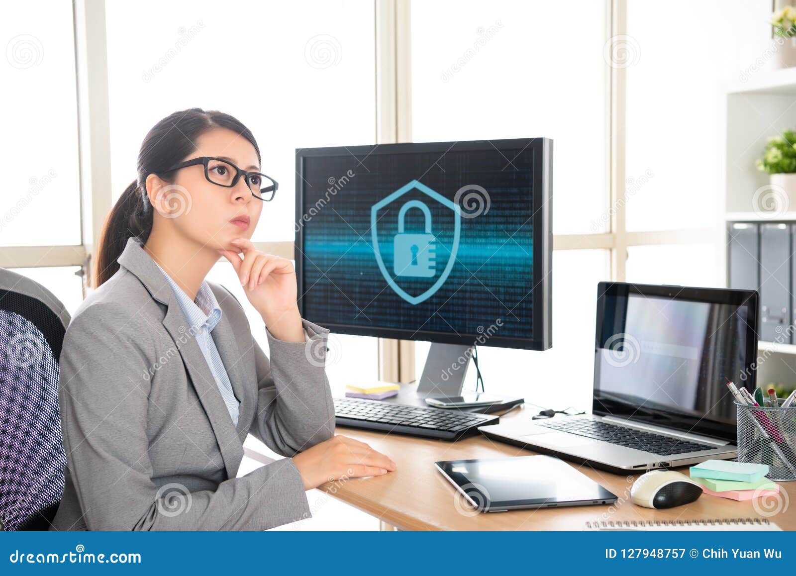 Employee Thinking How To Solve Security Problem Stock Image - Image of ...