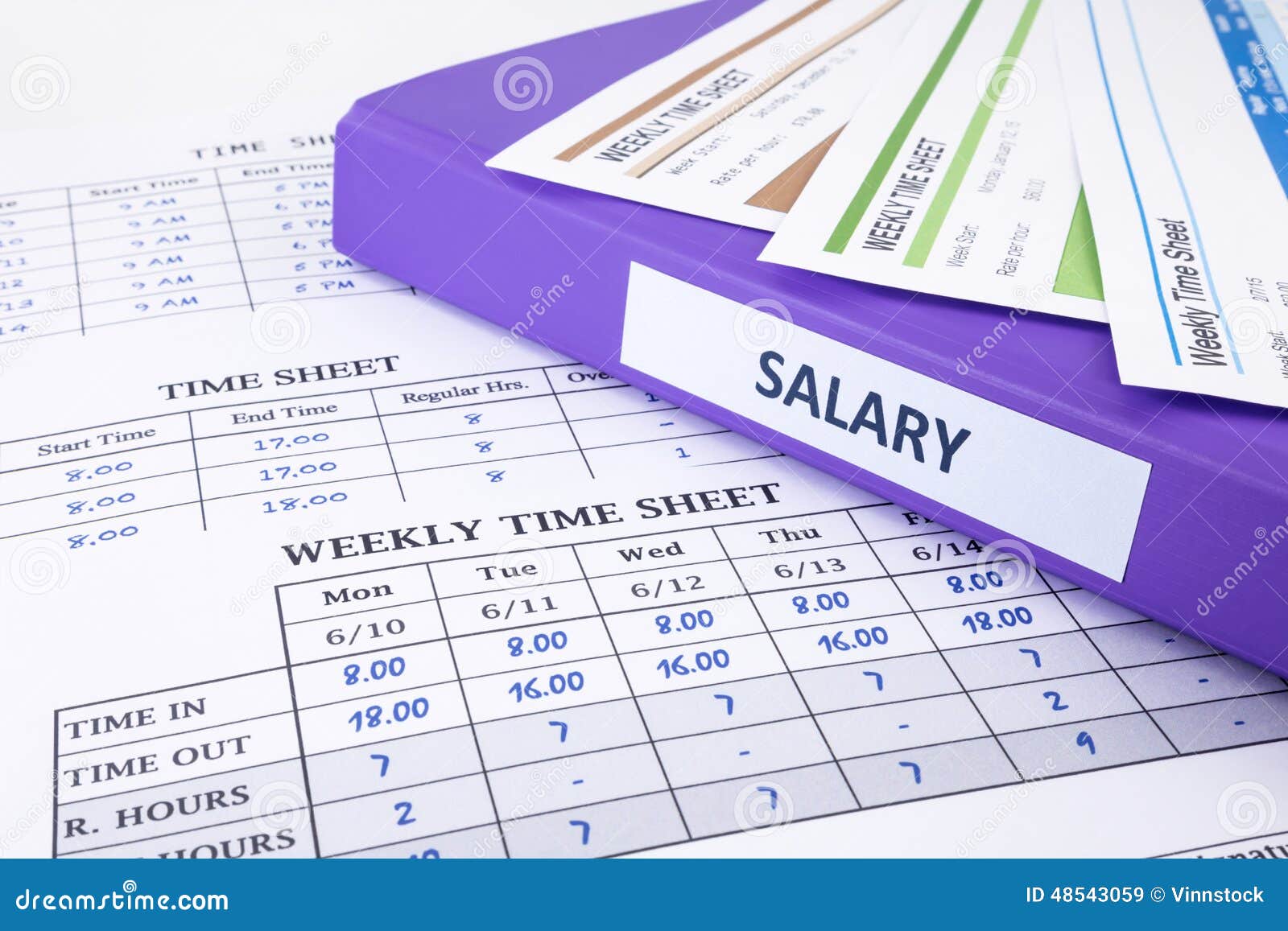 Employee Time Sheet and Salary Binder Stock Image - Image of time ...