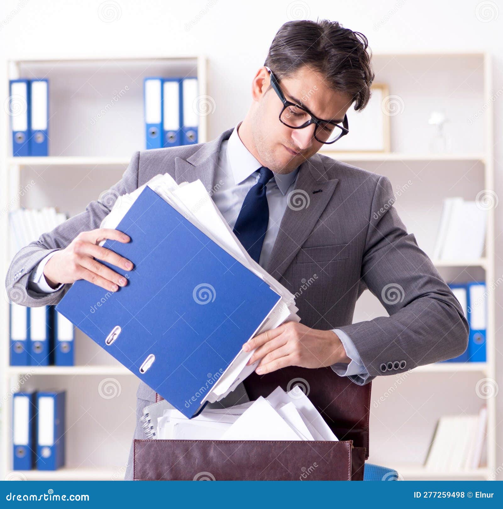 Employee with Too Much Work Taking it Home Stock Photo - Image of boss ...