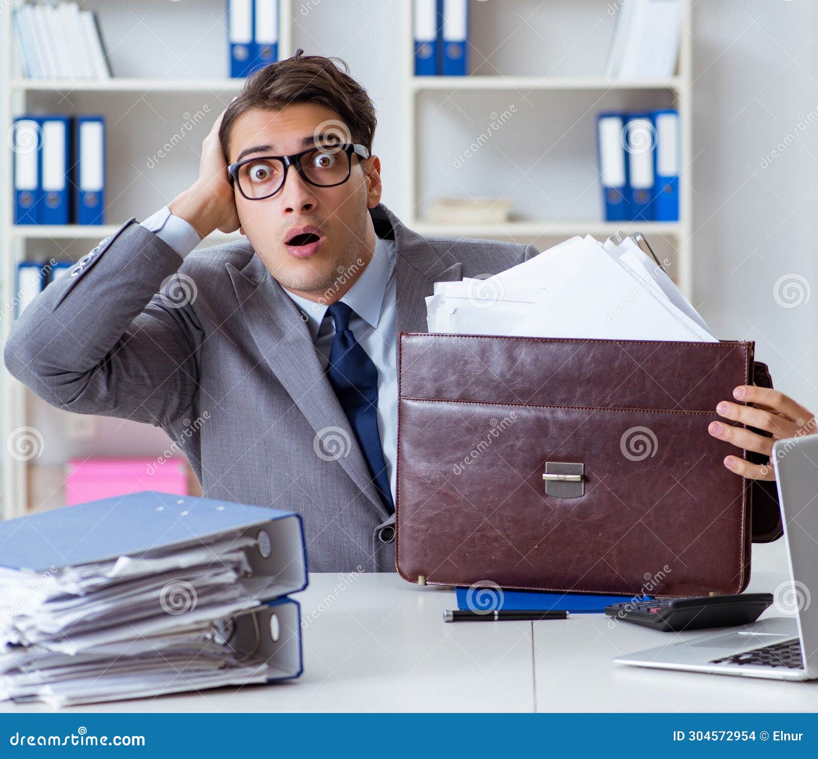 Employee with Too Much Work Taking it Home Stock Photo - Image of ...