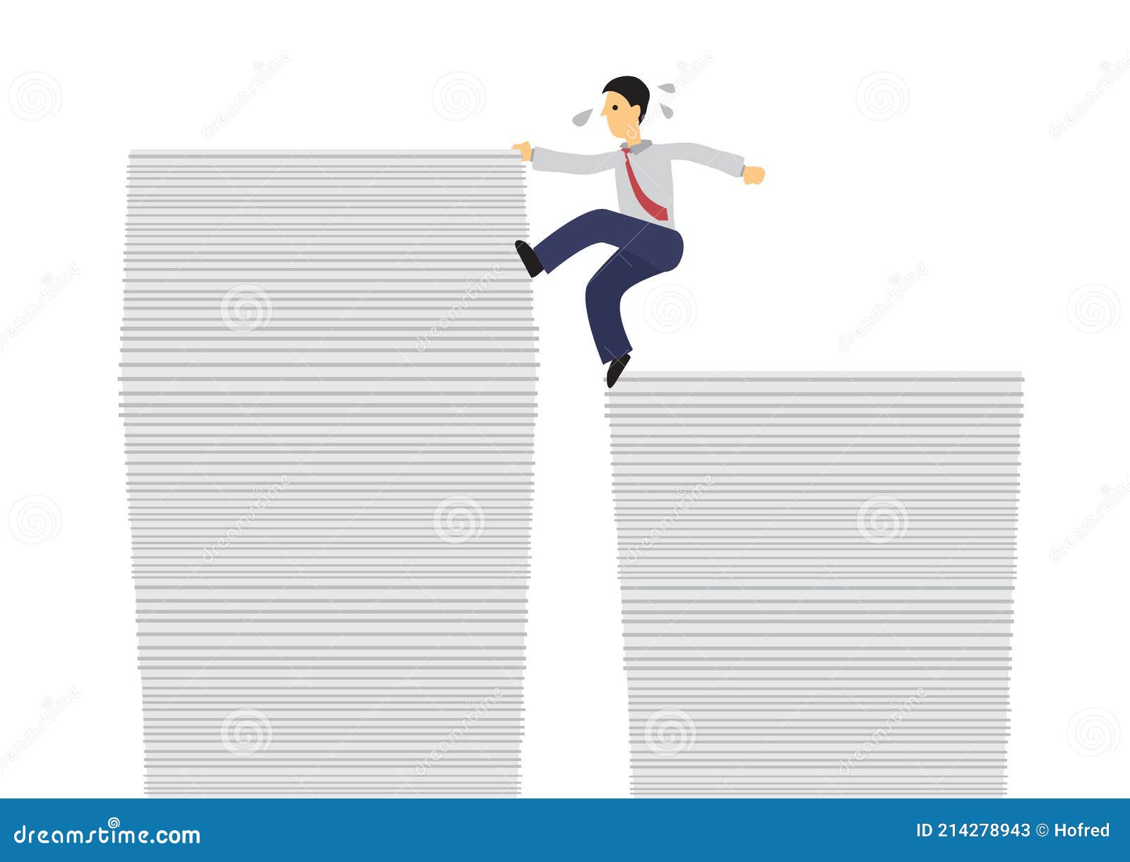 Employee on Top of Large Stack of Papers Stock Vector - Illustration of ...