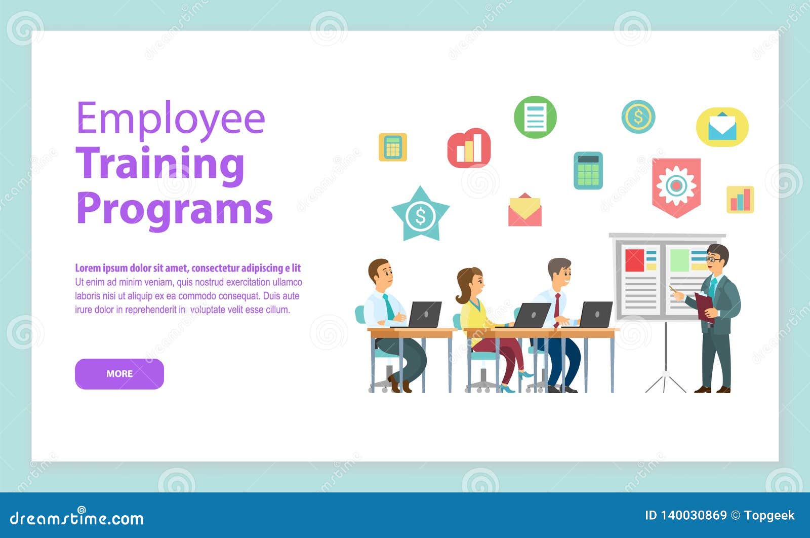 Employee Training Programs Website Workteam Vector Stock Vector ...