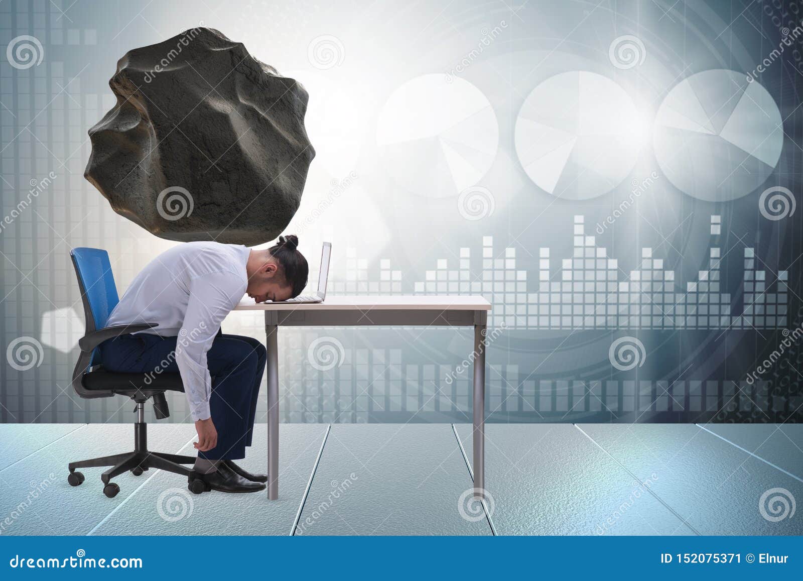 Employee Under the Burden of Work Stock Image - Image of male ...