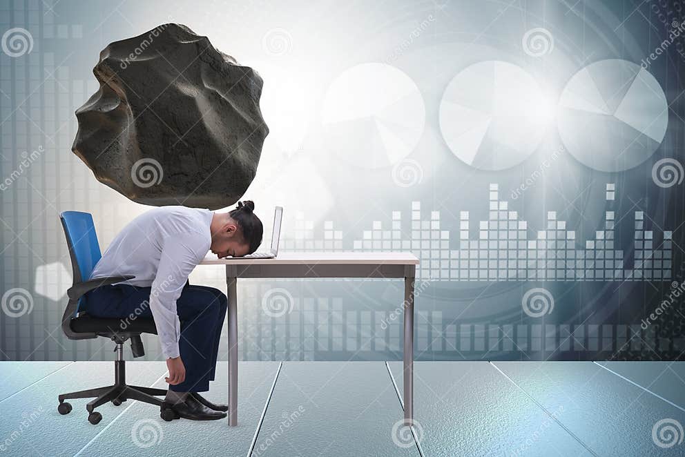 Employee Under the Burden of Work Stock Image - Image of male ...