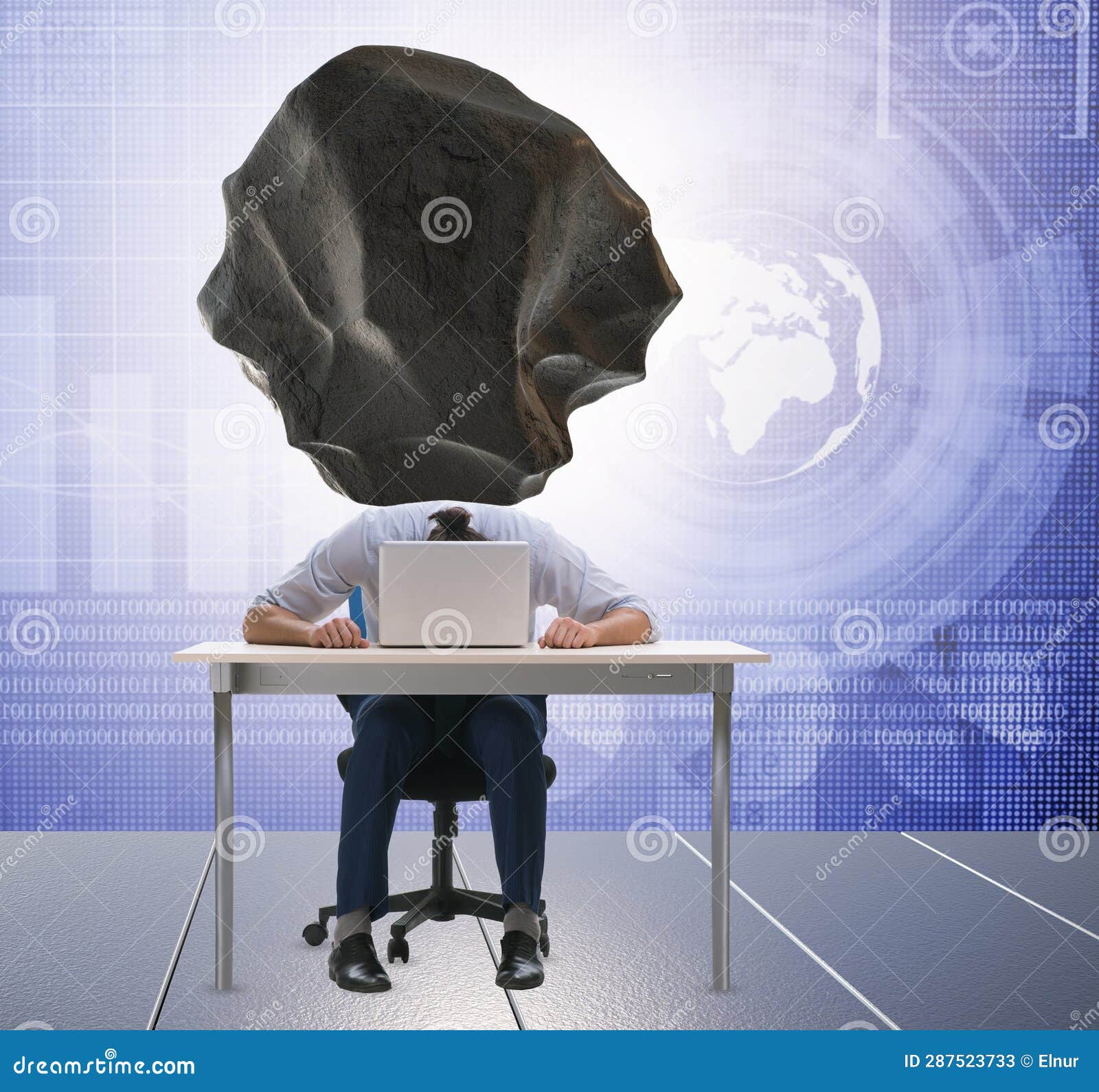 Employee Under the Burden of Work Stock Image - Image of demotivated ...