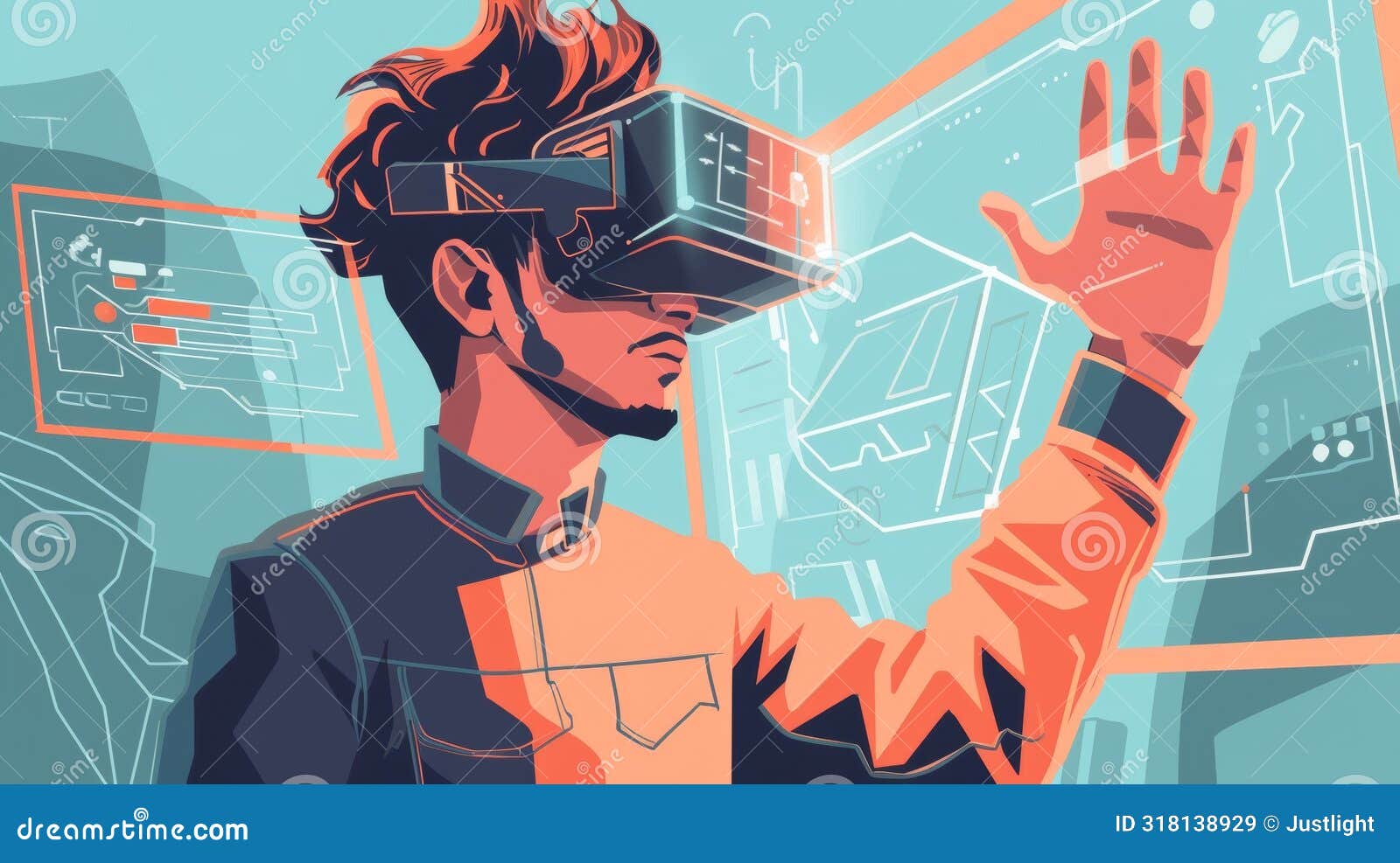 An Employee Using Hand Gestures To Manipulate a Virtual Tool on a ...