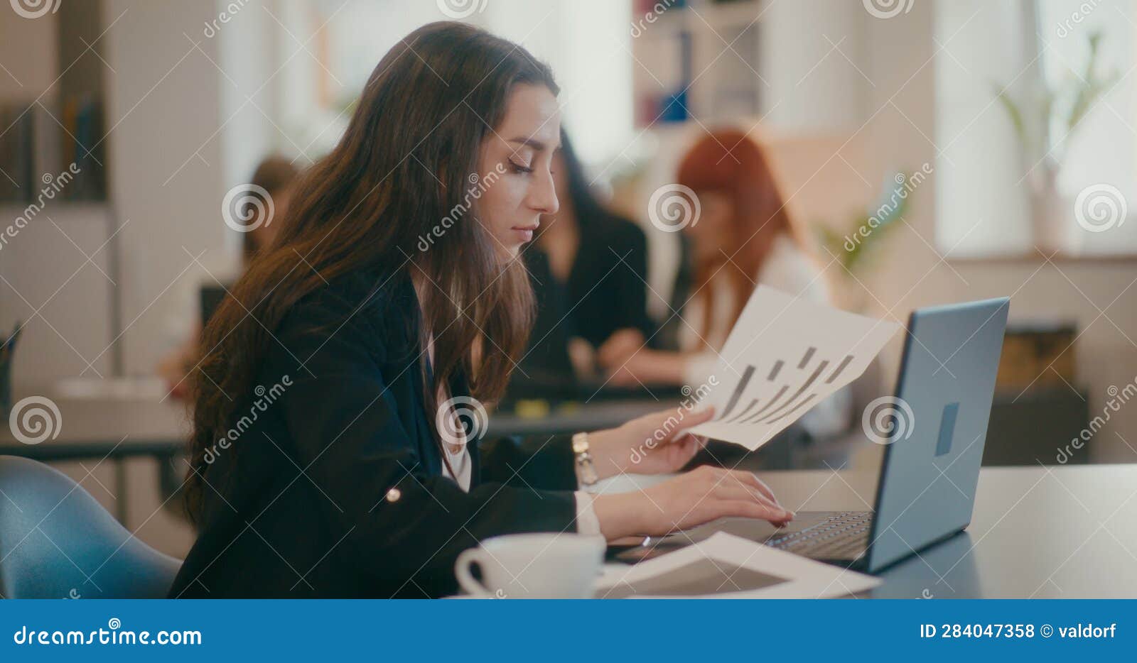 Employee Using Laptop at Desk in Office. Stock Footage - Video of ...