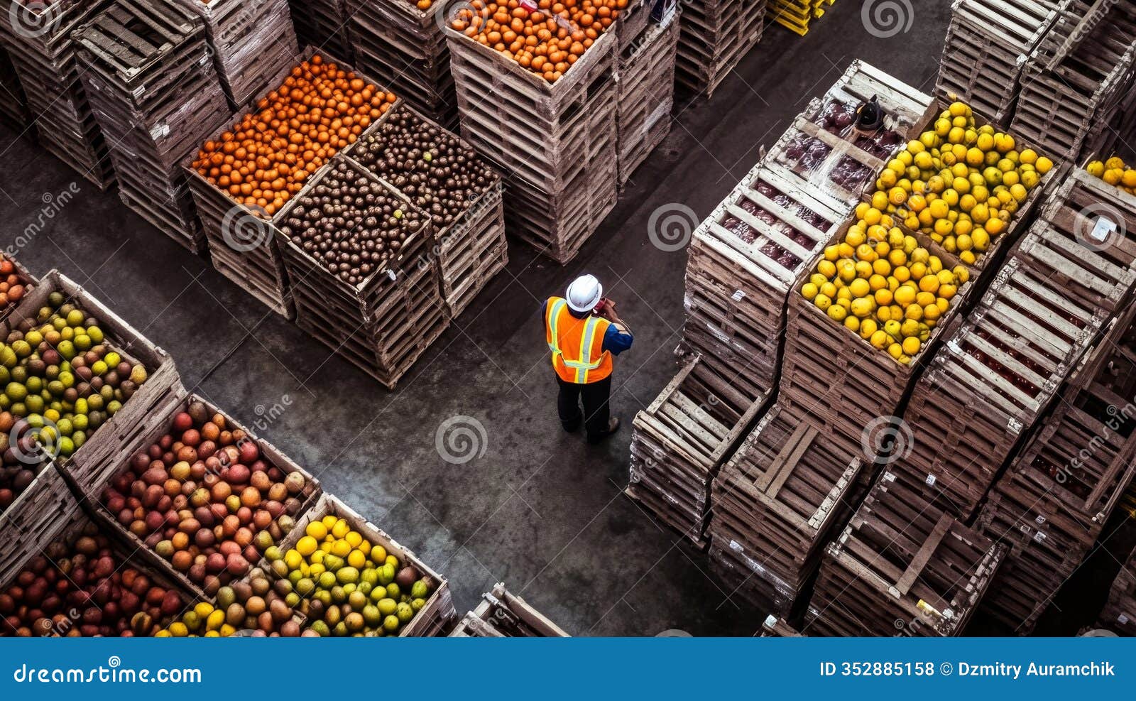 An Employee in a Warehouse Organizing Vegetables, Representing the ...