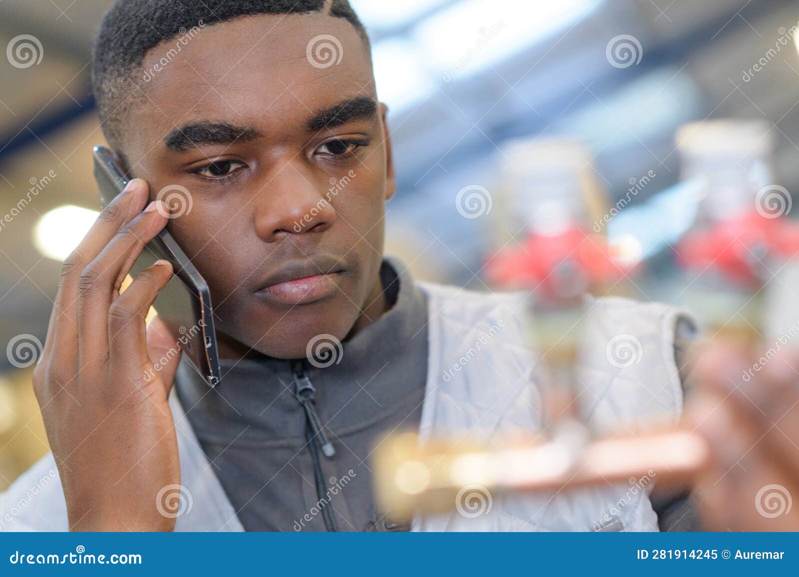 Employee Warehouse Worker Talking on Phone Stock Image - Image of ...
