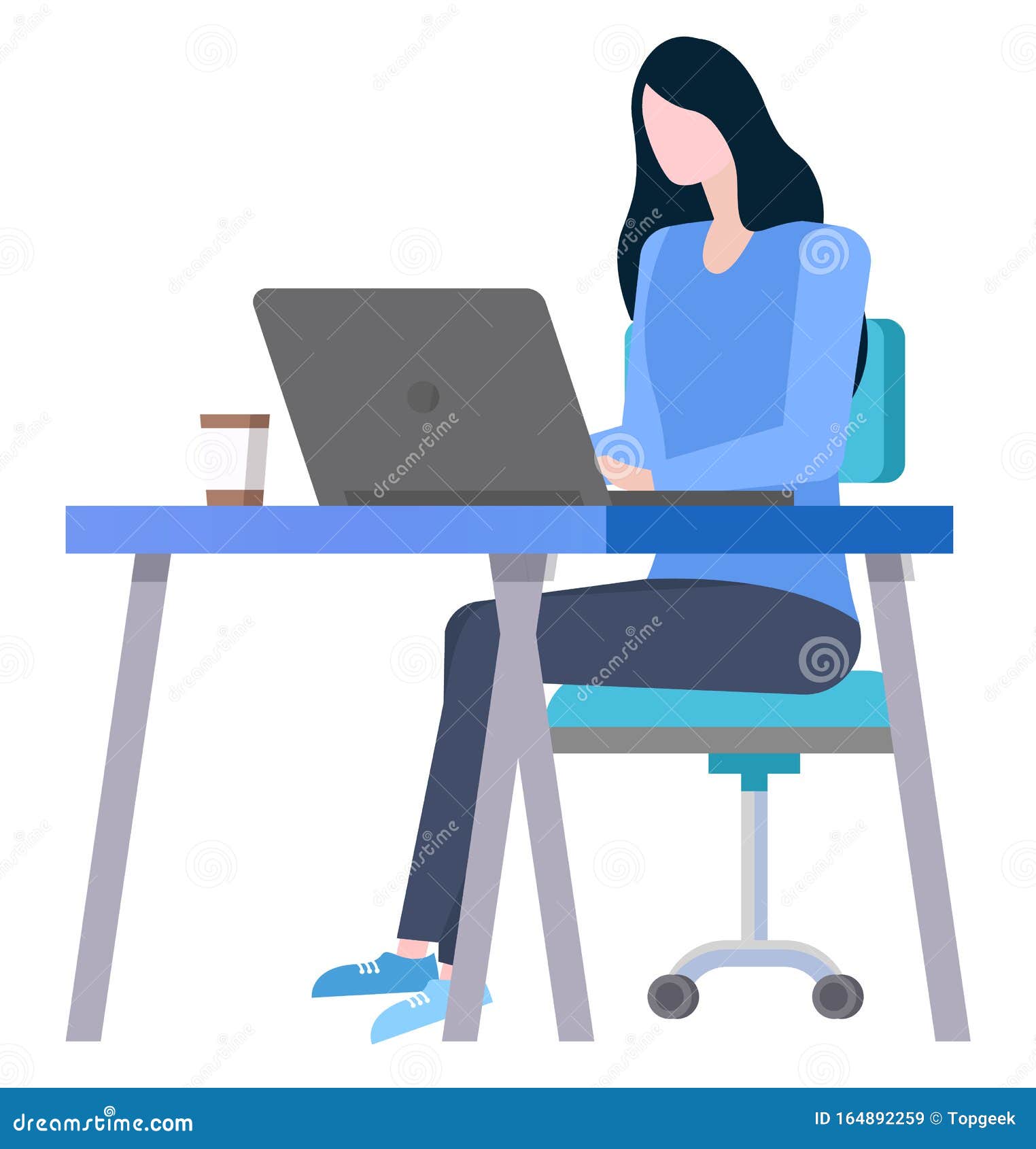 Employee Woman Brainstorming Business Idea Vector Stock Vector ...