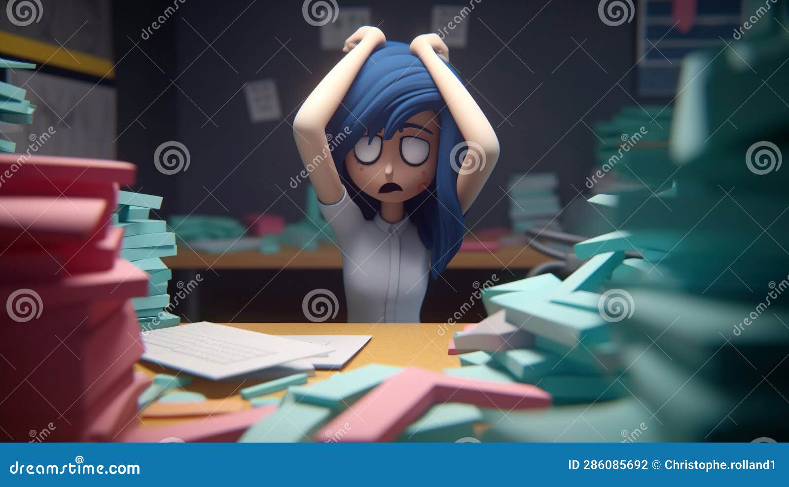 Employee at Work - Burnout and Depression Concept - Generative AI, AI ...