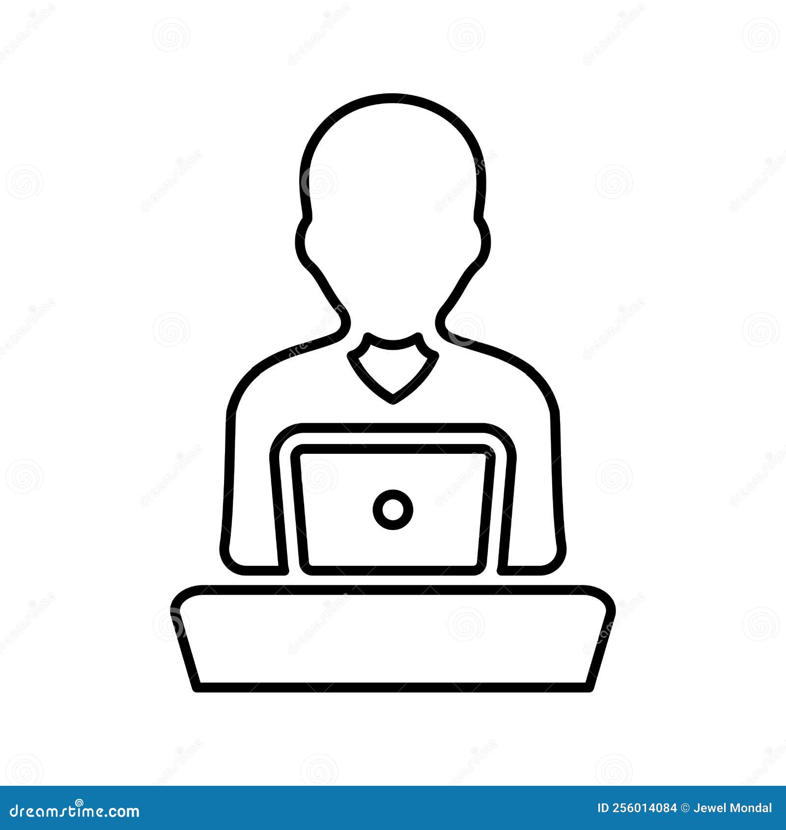 Employee, Work, Working Outline Icon. Line Art Sketch Stock ...