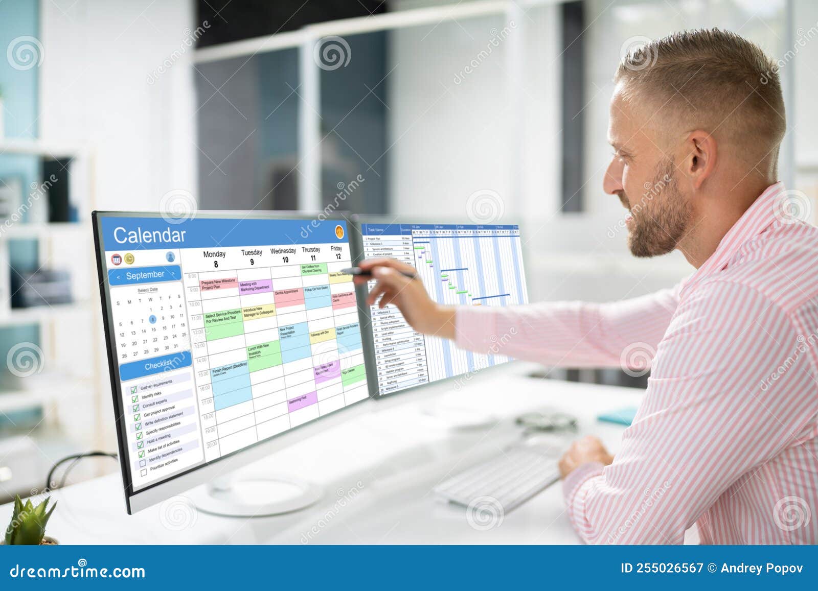 Employee Working on Calendar Schedule Stock Image - Image of time ...