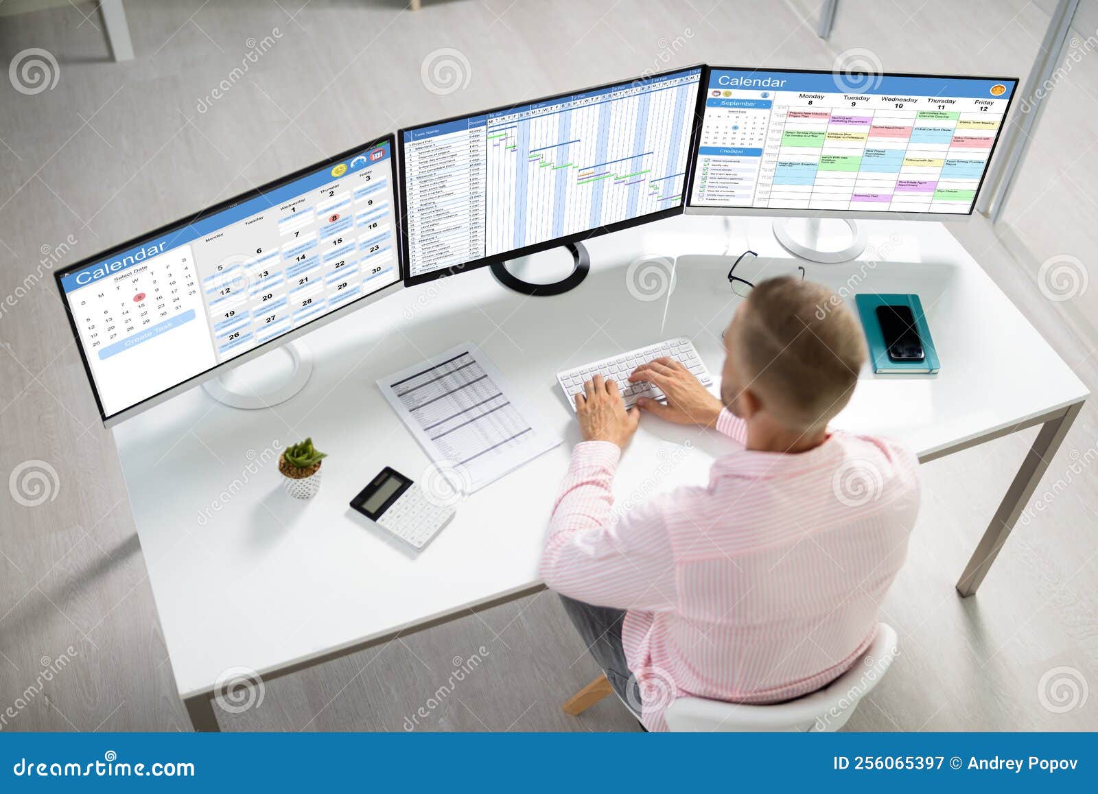 Employee Working on Calendar Schedule Stock Image - Image of computer ...