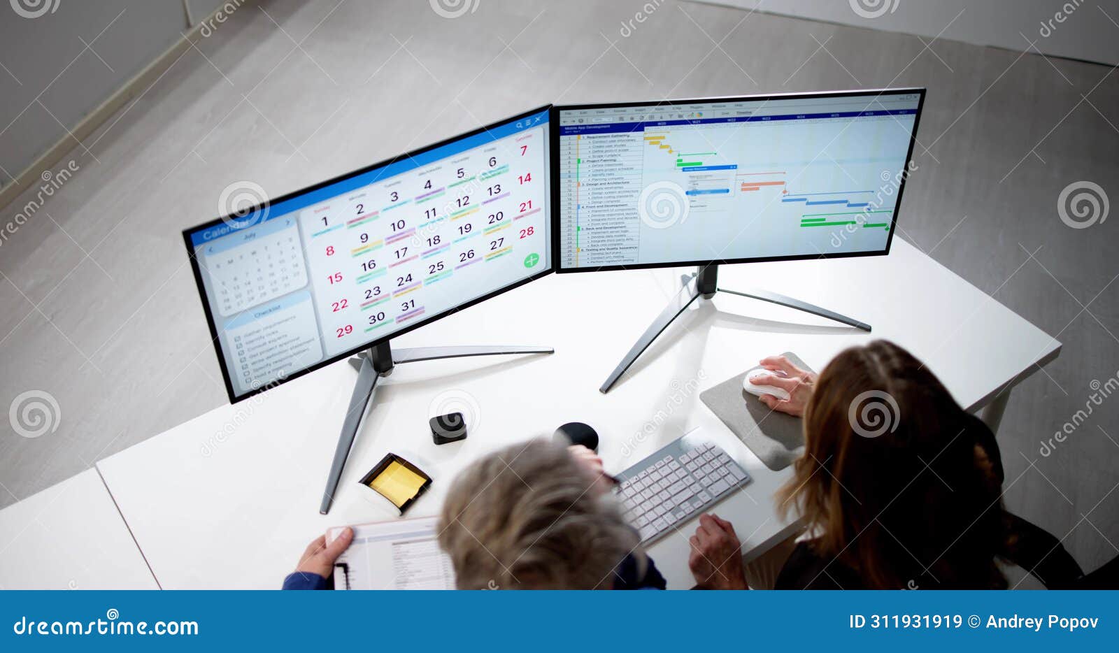 Employee Working on Calendar Schedule Stock Image - Image of elder ...