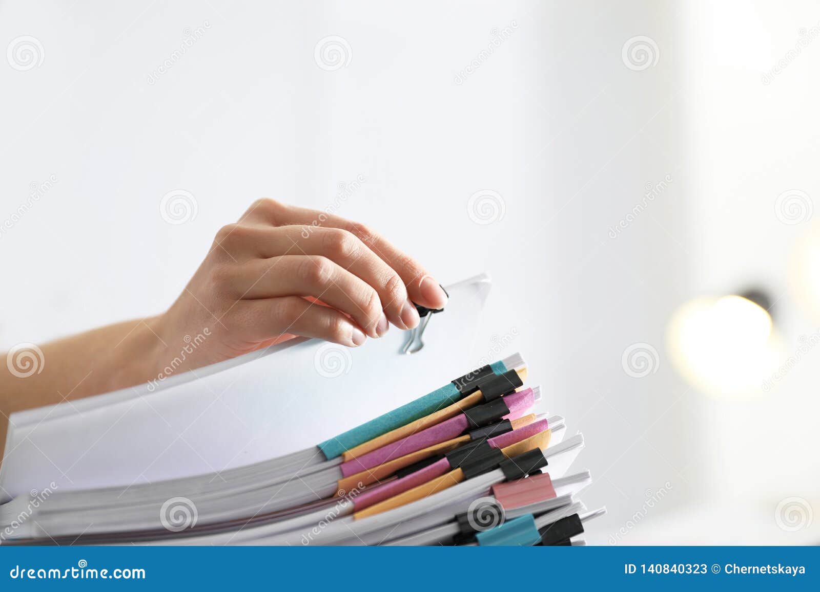 Employee Working with Documents in Office. Space for Text Stock Image ...