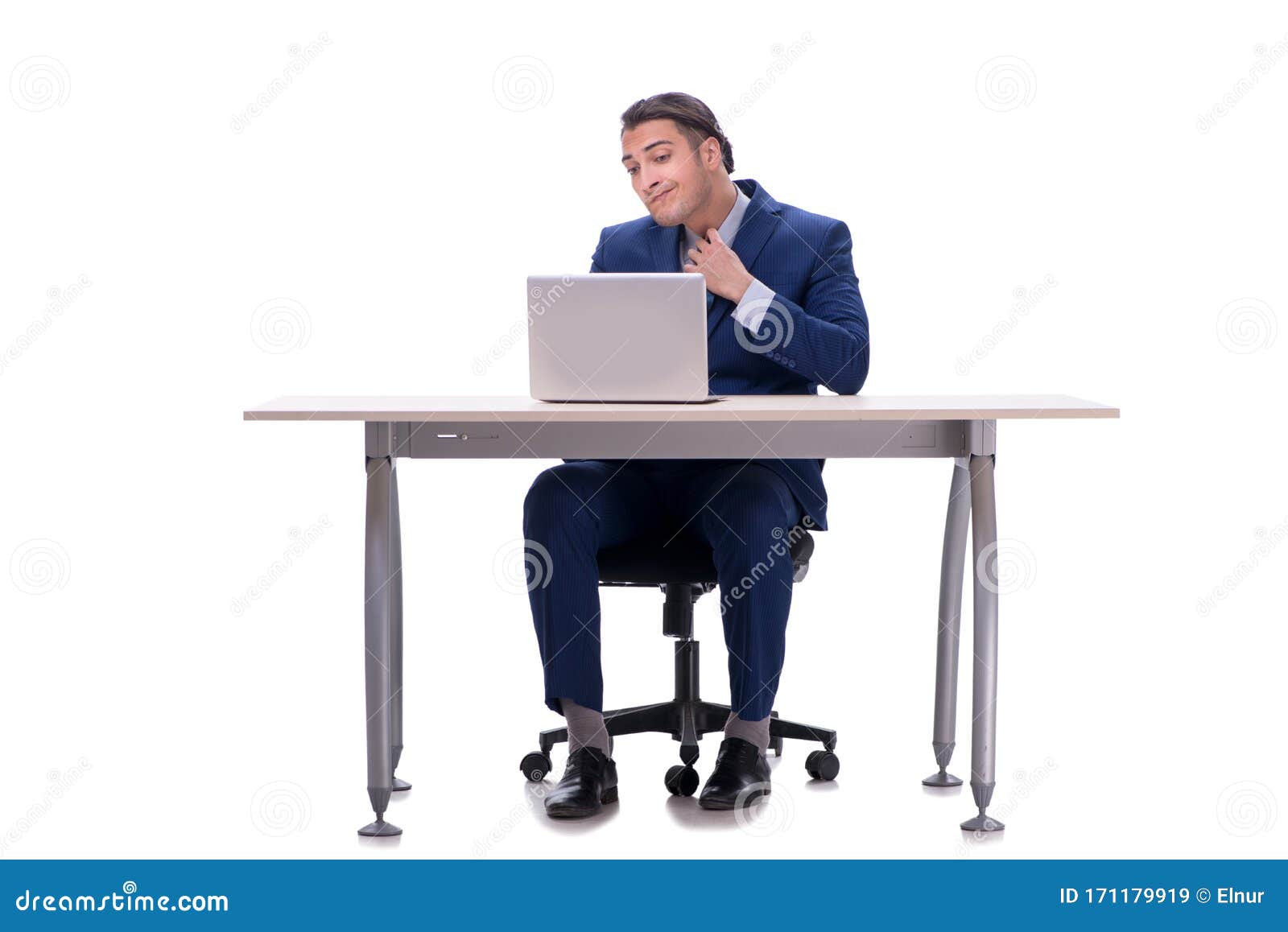 Employee Working Isolated on White Background Stock Image - Image of ...