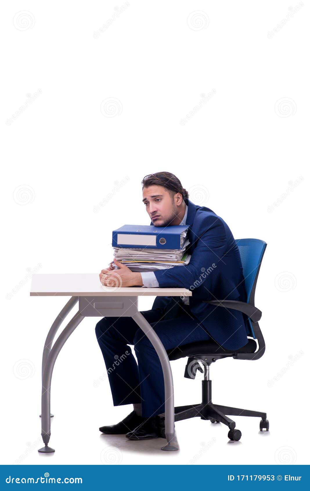 Employee Working Isolated on White Background Stock Image - Image of ...